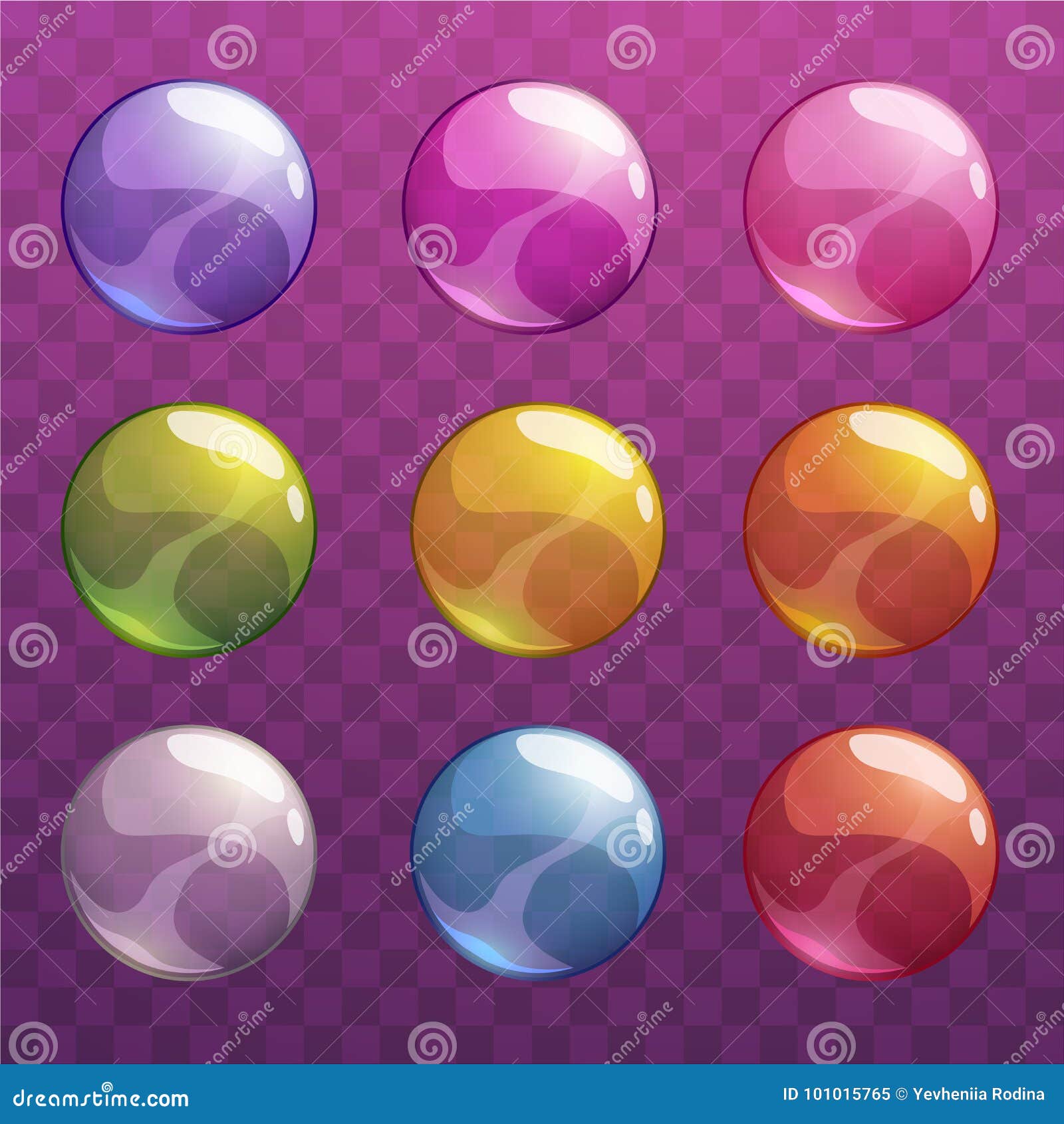 Colorful Cartoon Glossy Transparent Bubbles Set. Stock Vector ...