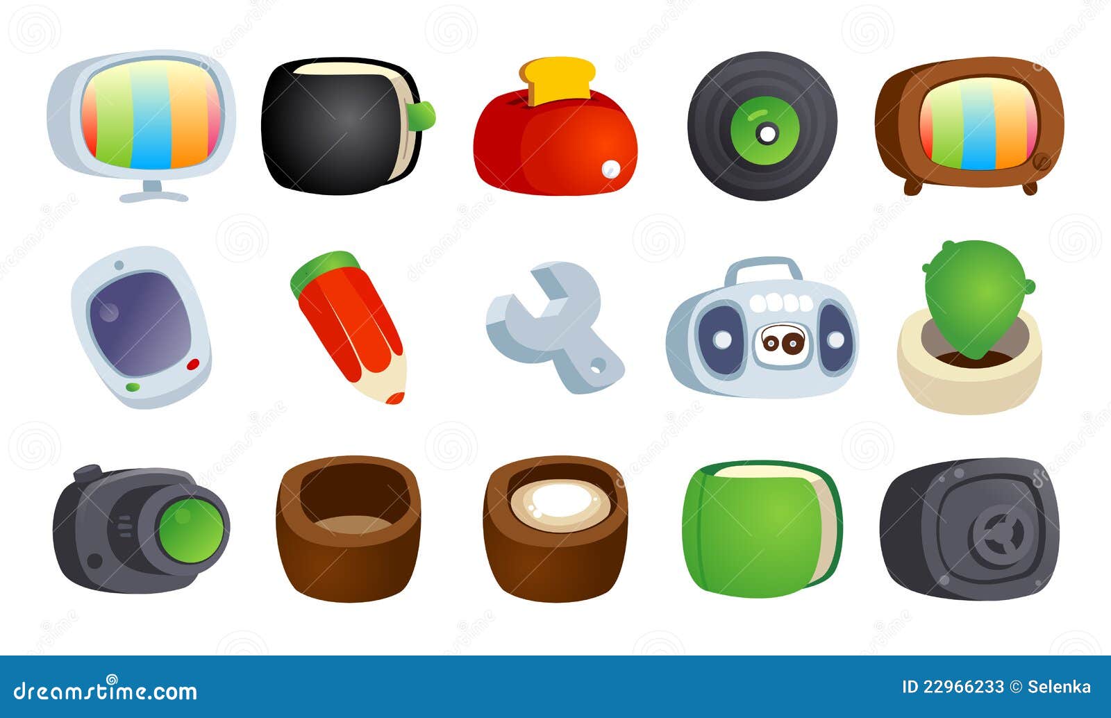 Colorful cartoon icons. stock vector. Illustration of full - 22966233