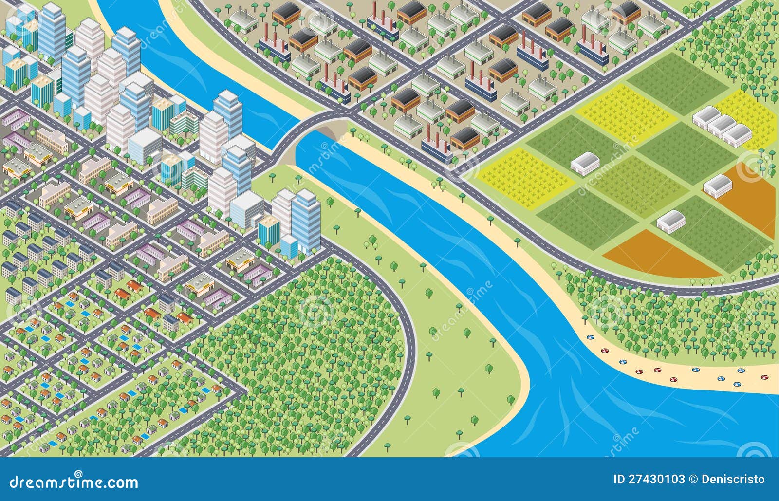 Colorful cartoon isometric stock vector. Illustration of downtown ...