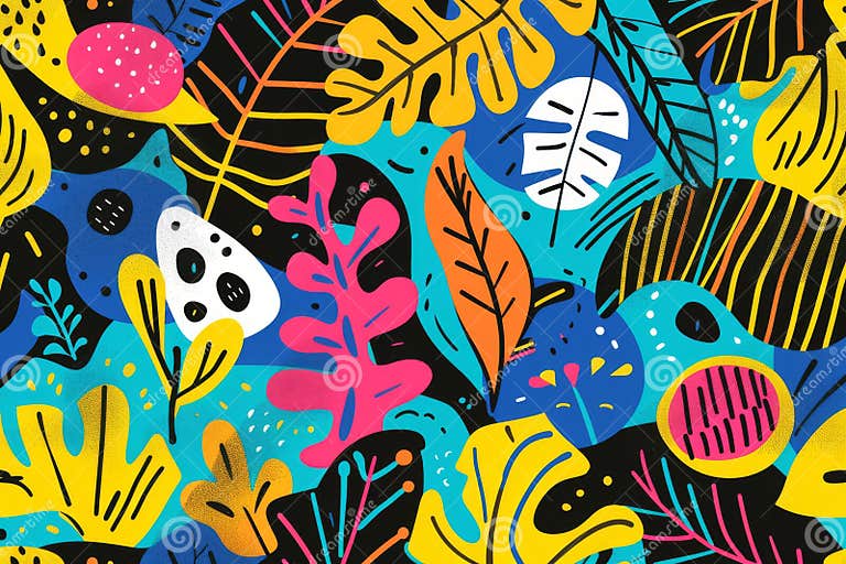 Colorful Cartoon Layout Featuring Hand-drawn Pattern Design. Stock ...