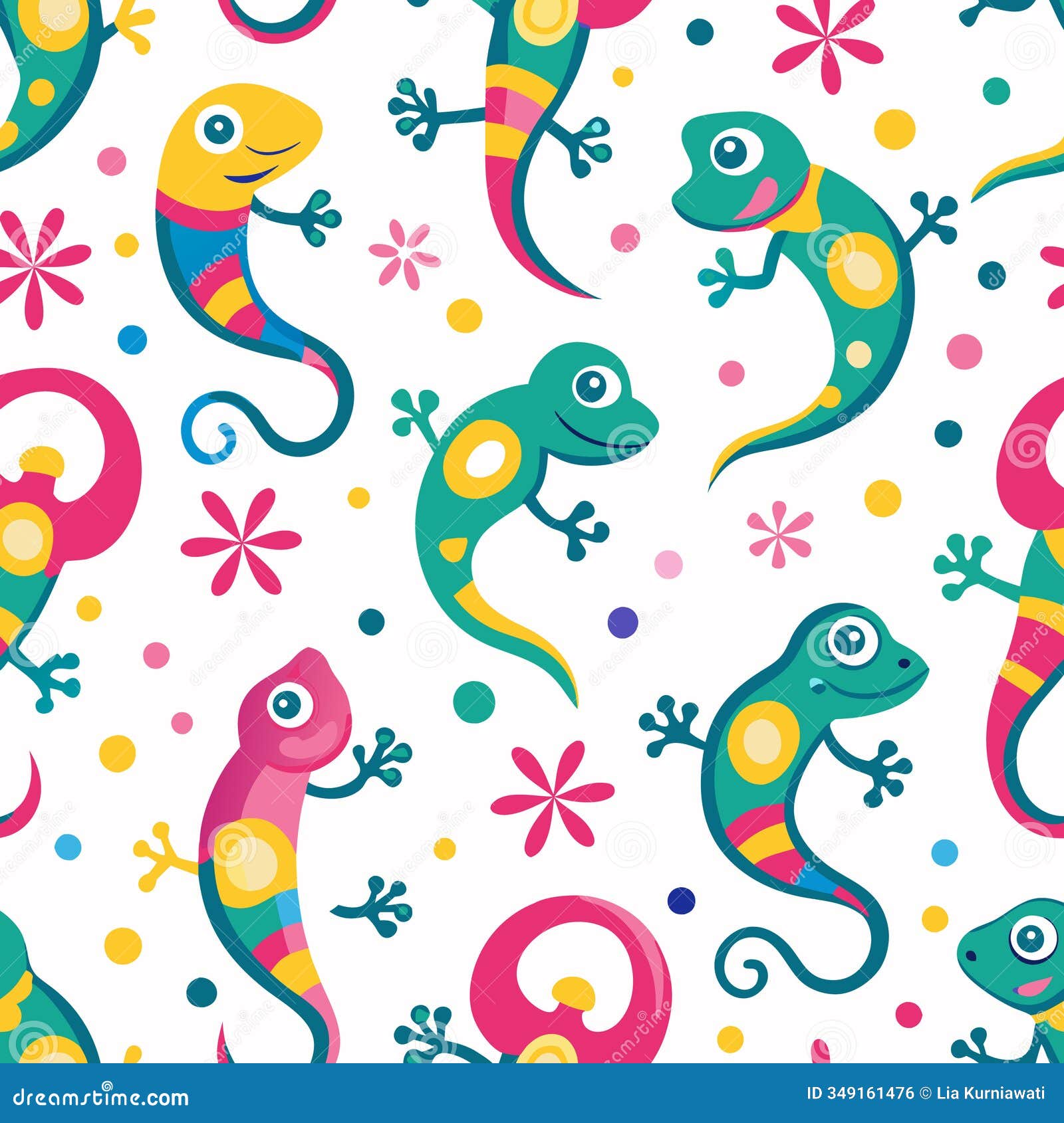 Lizards Seamless Pattern. Green Background Royalty-Free Illustration ...