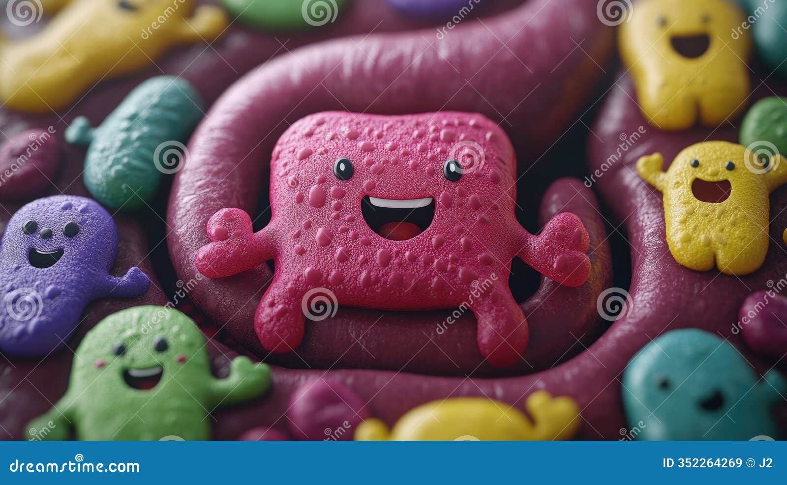 Colorful Cartoon Microbes with Smiling Faces in a Fun, Playful Design ...