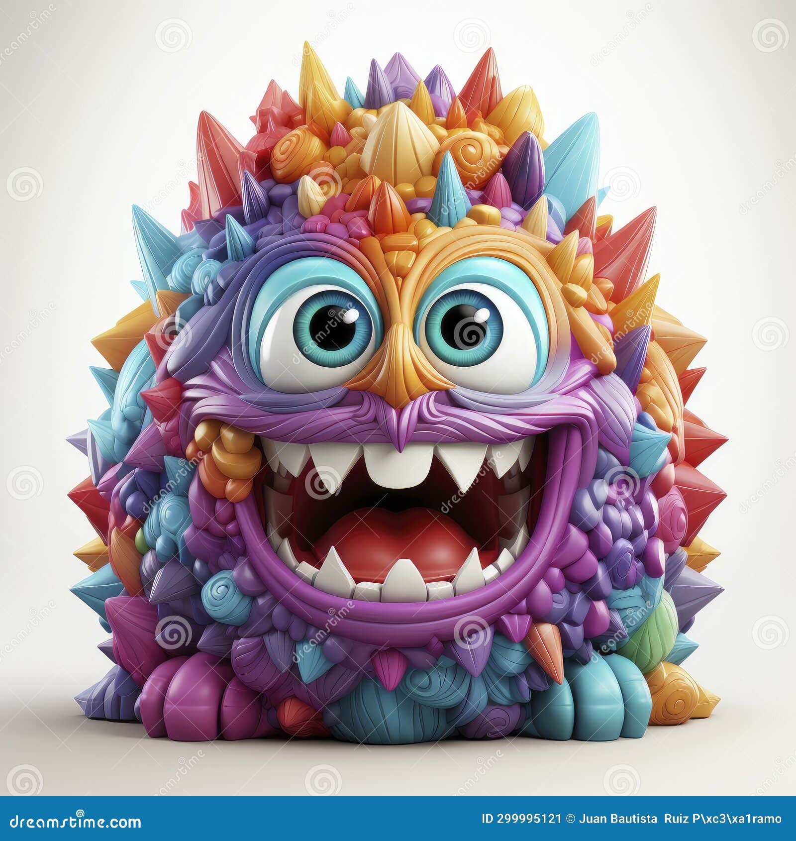 Colorful Cartoon Monster Laughing with Joy. Stock Image - Image of ...