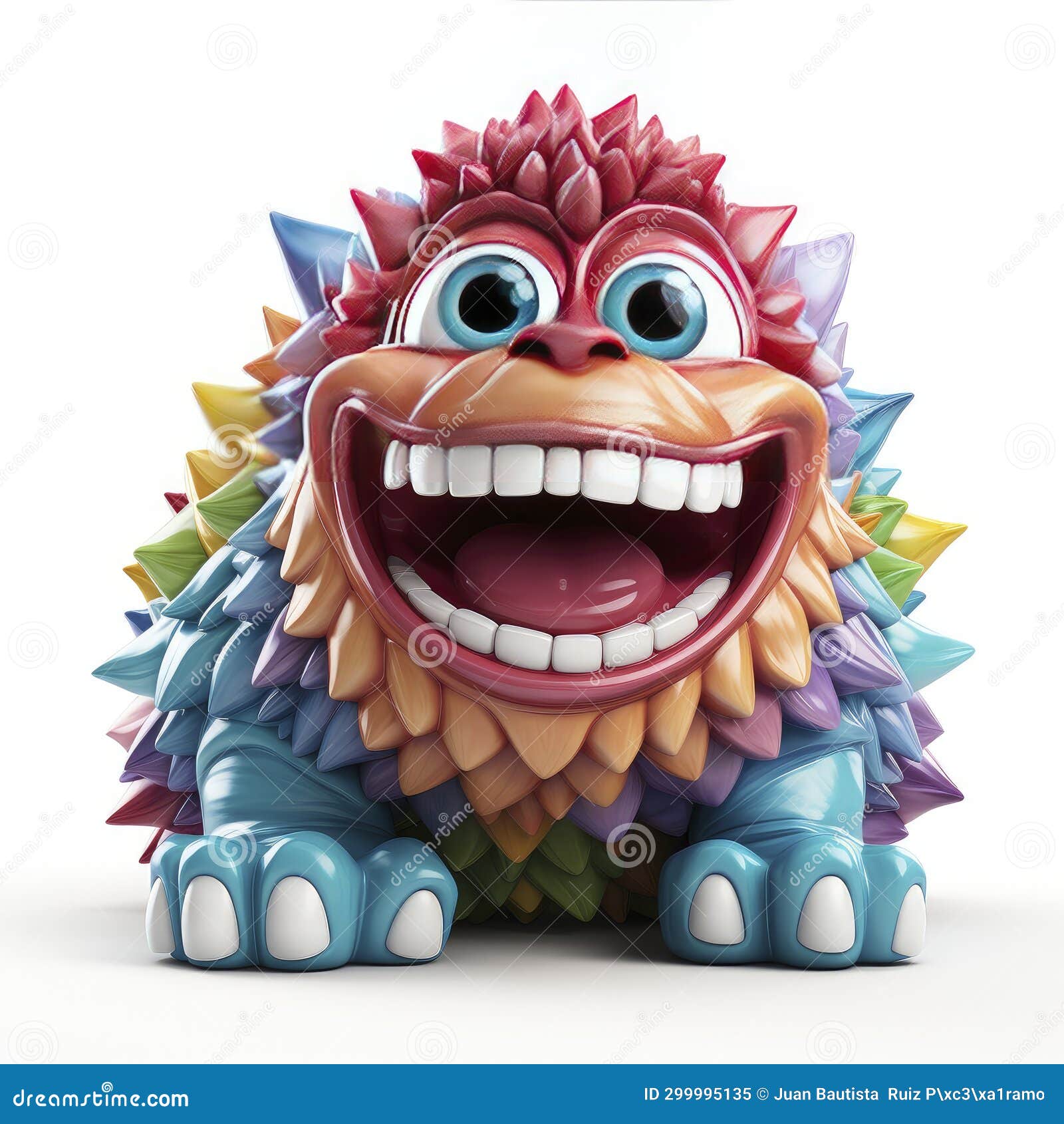 Colorful Cartoon Monster Laughing with Joy. Stock Illustration ...