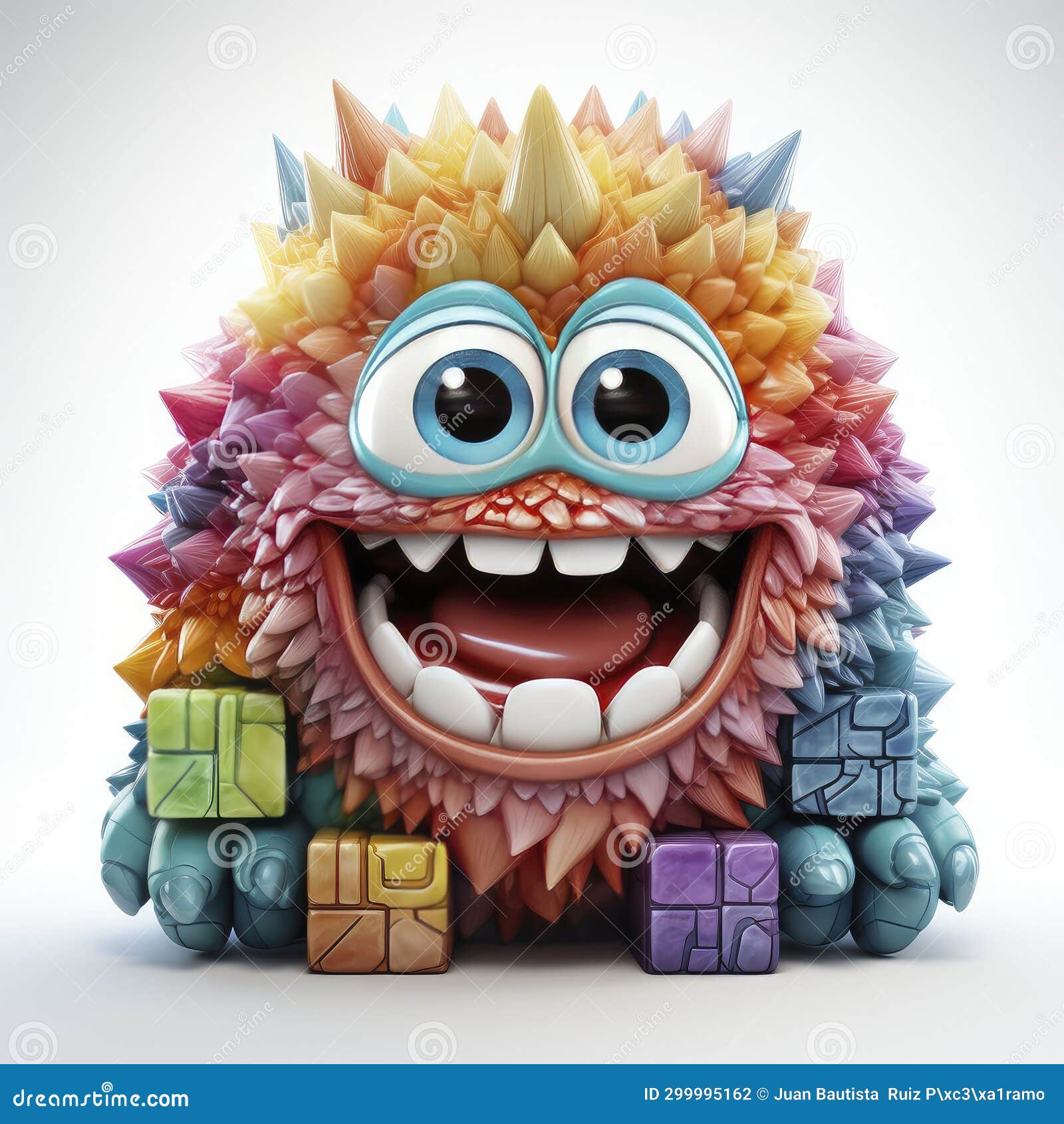Colorful Cartoon Monster Laughing with Joy. Stock Photo - Image of ...