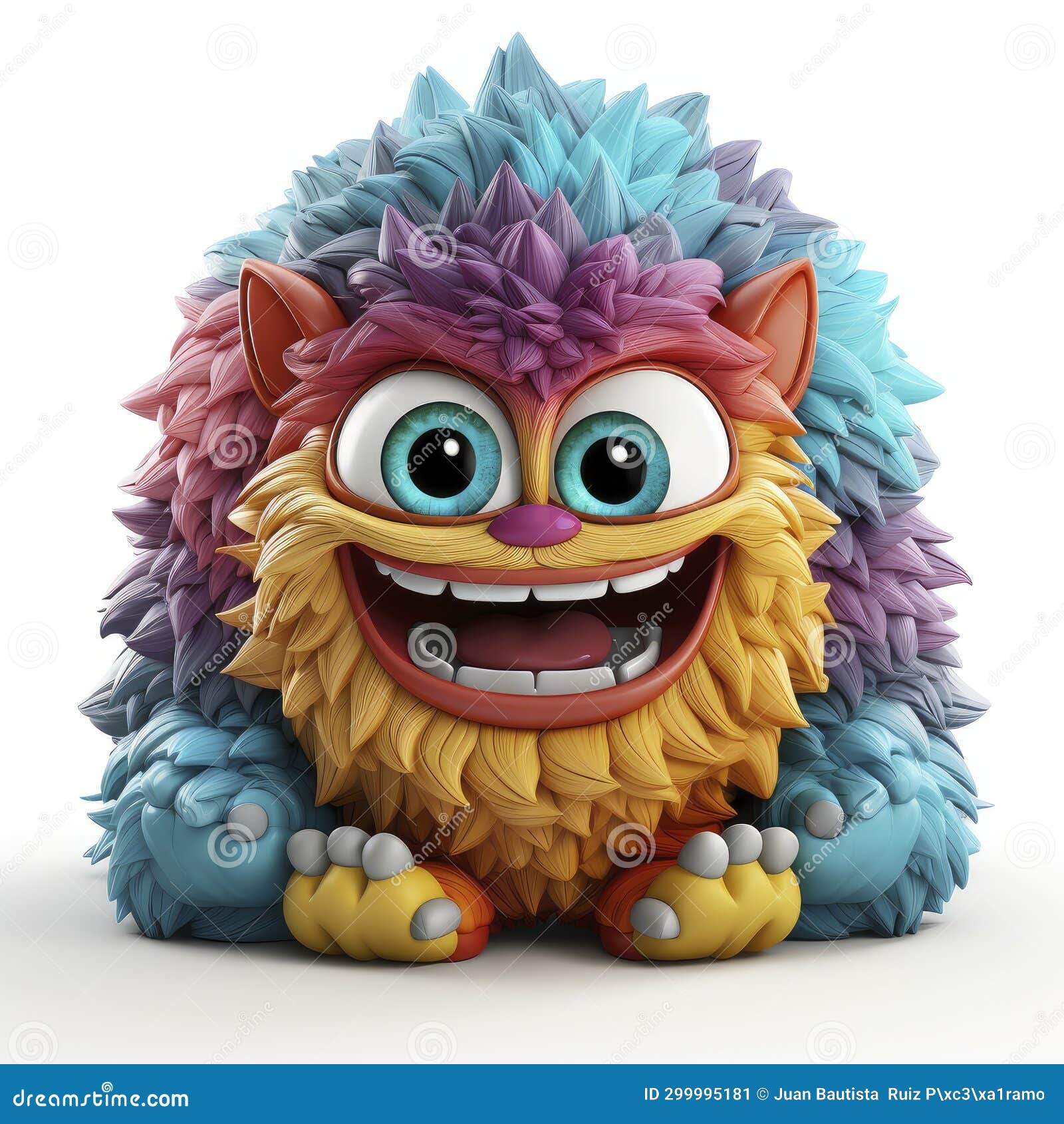 Colorful Cartoon Monster Laughing with Joy. Stock Image - Image of ...
