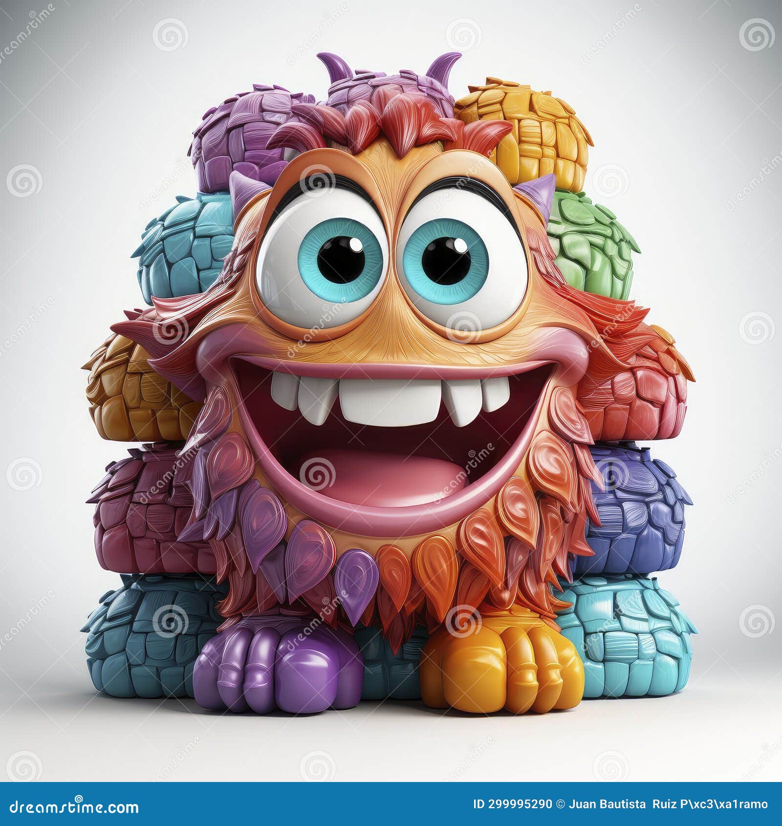 Colorful Cartoon Monster Laughing with Joy. Stock Photo - Image of ...