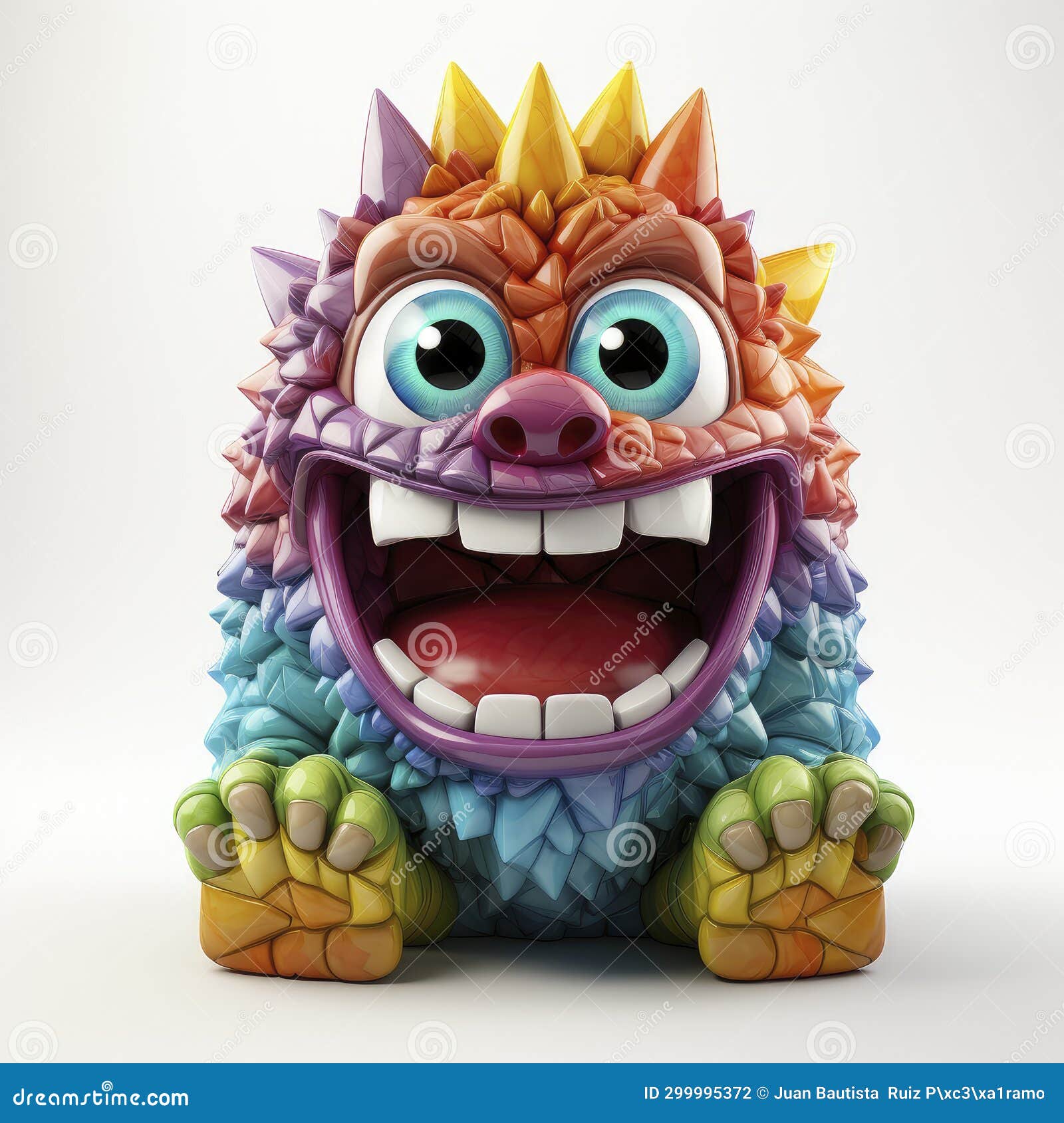 Colorful Cartoon Monster Laughing with Joy. Stock Photo - Image of ...