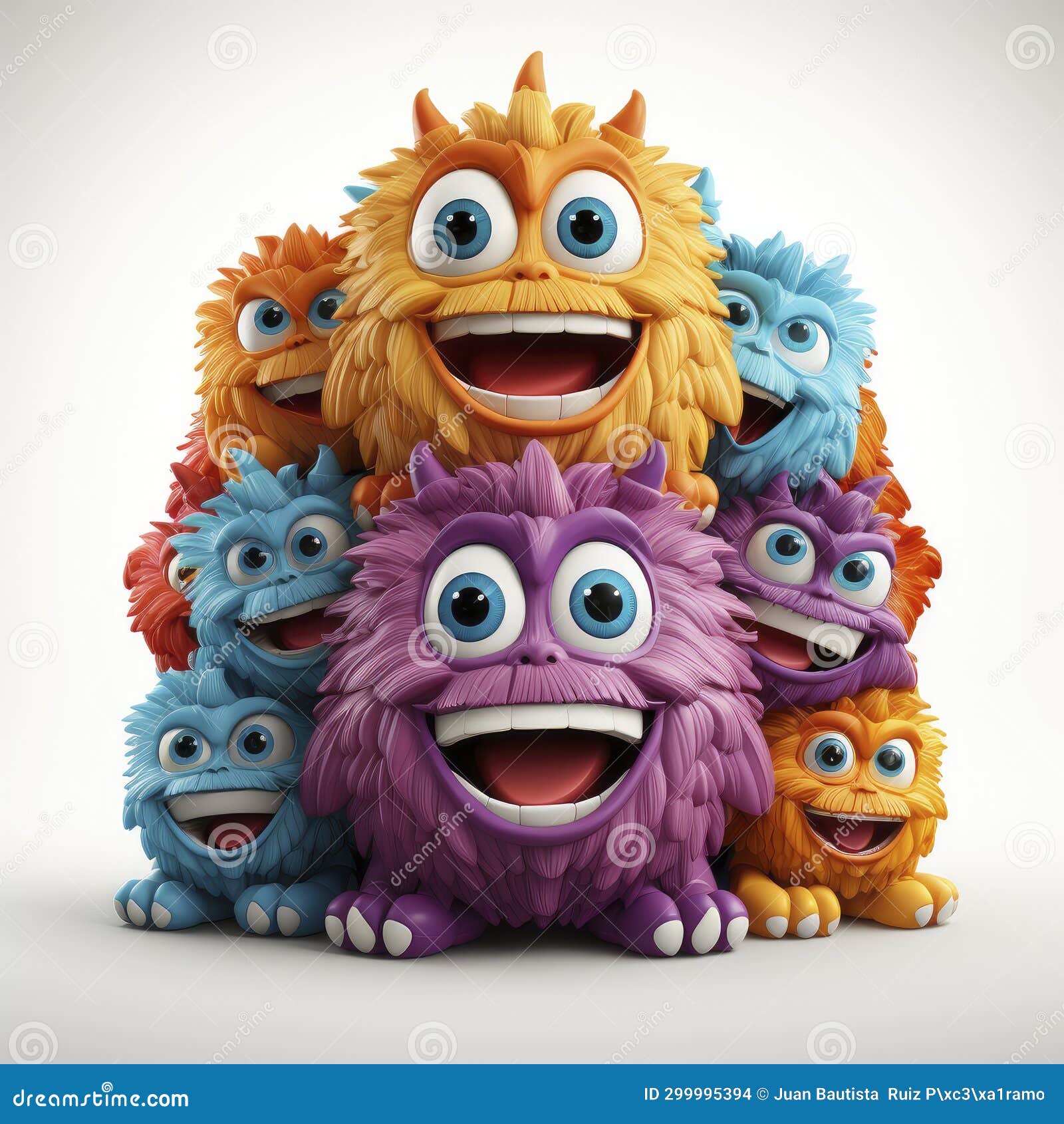 Colorful Cartoon Monster Laughing with Joy. Stock Photo - Image of ...