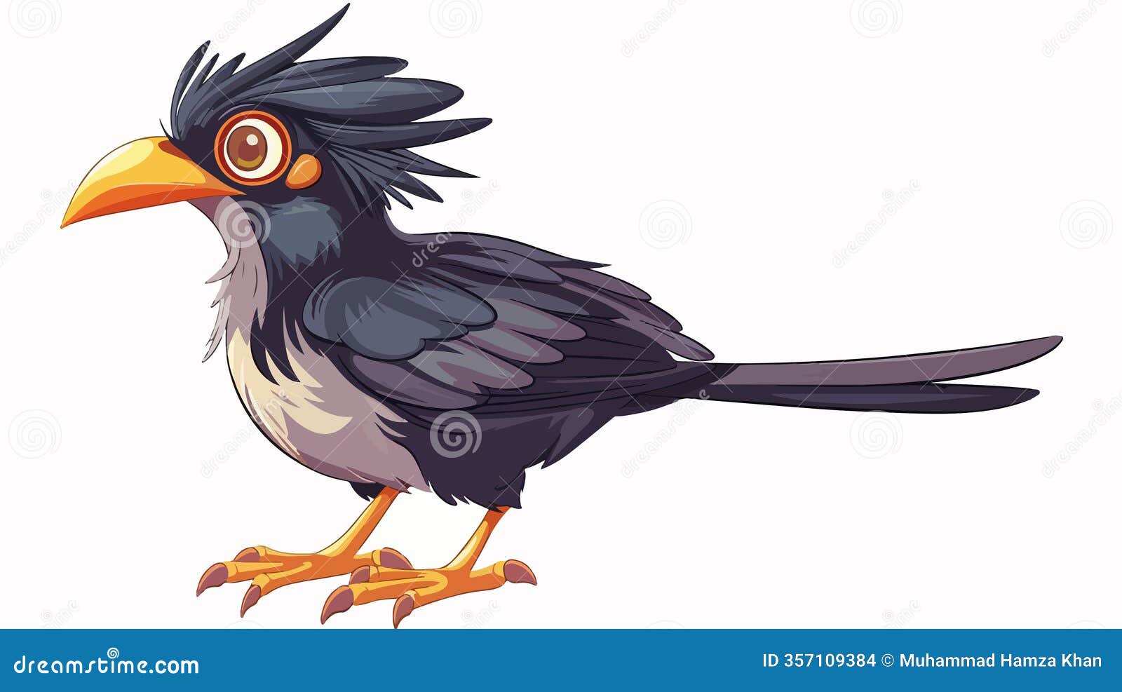 Colorful Cartoon Mynah Bird Vector Illustration for Isolated Background ...