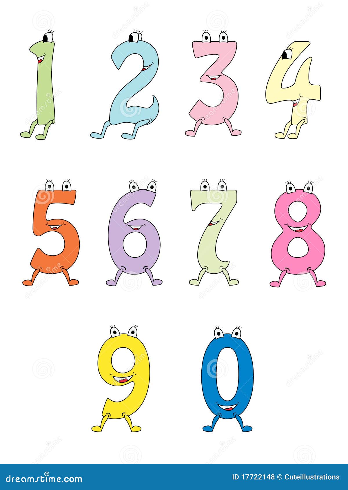 Colorful cartoon numbers stock vector. Illustration of school - 17722148