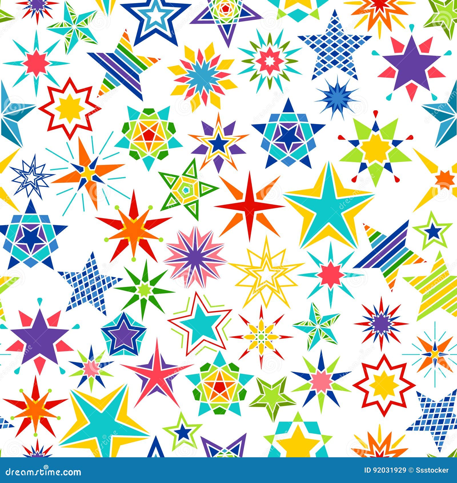 Colorful Cartoon Stars Decorative Pattern Stock Vector - Illustration ...
