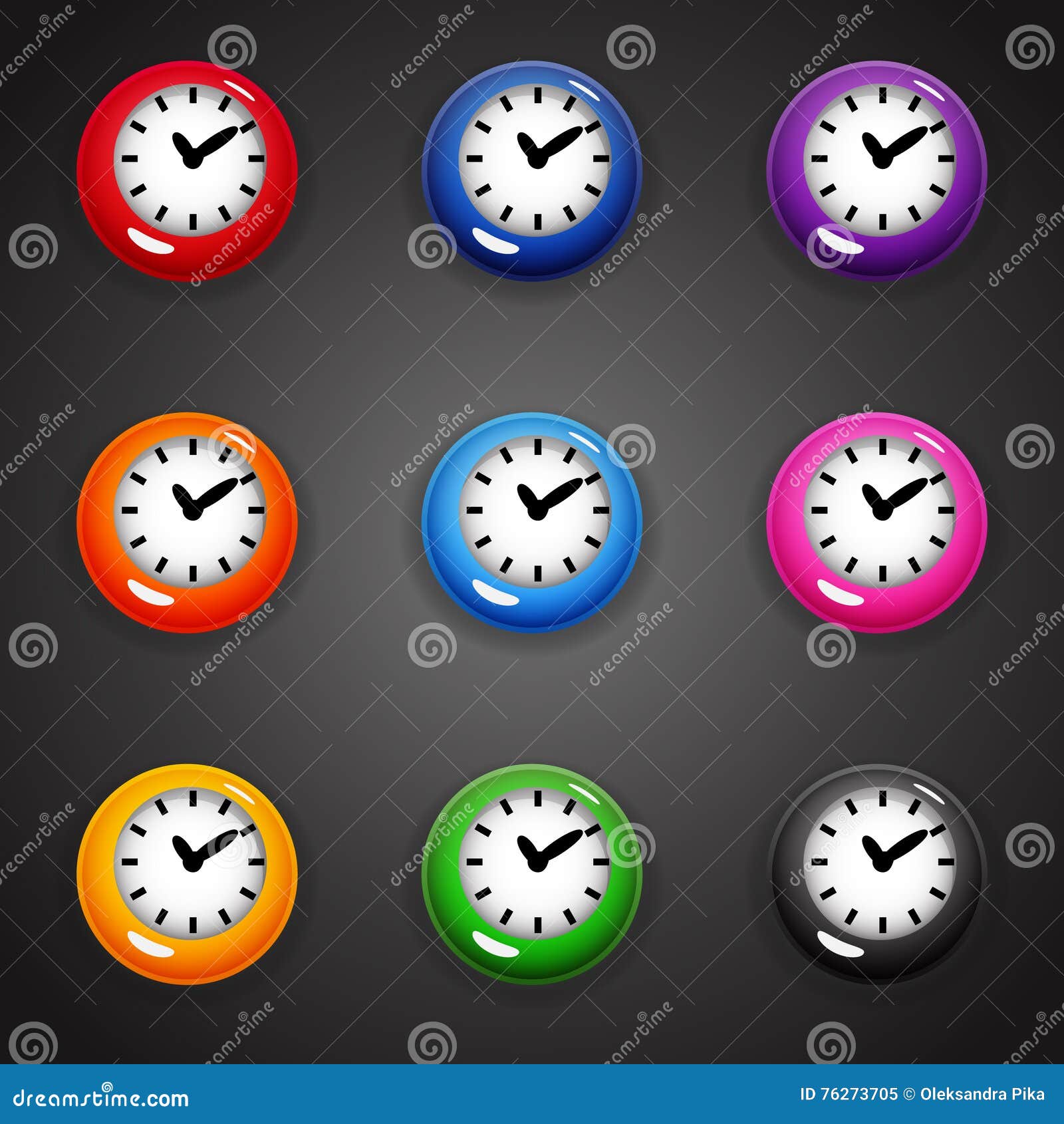 Colorful Cartoon Style Clock Timer for Game Stock Vector - Illustration ...