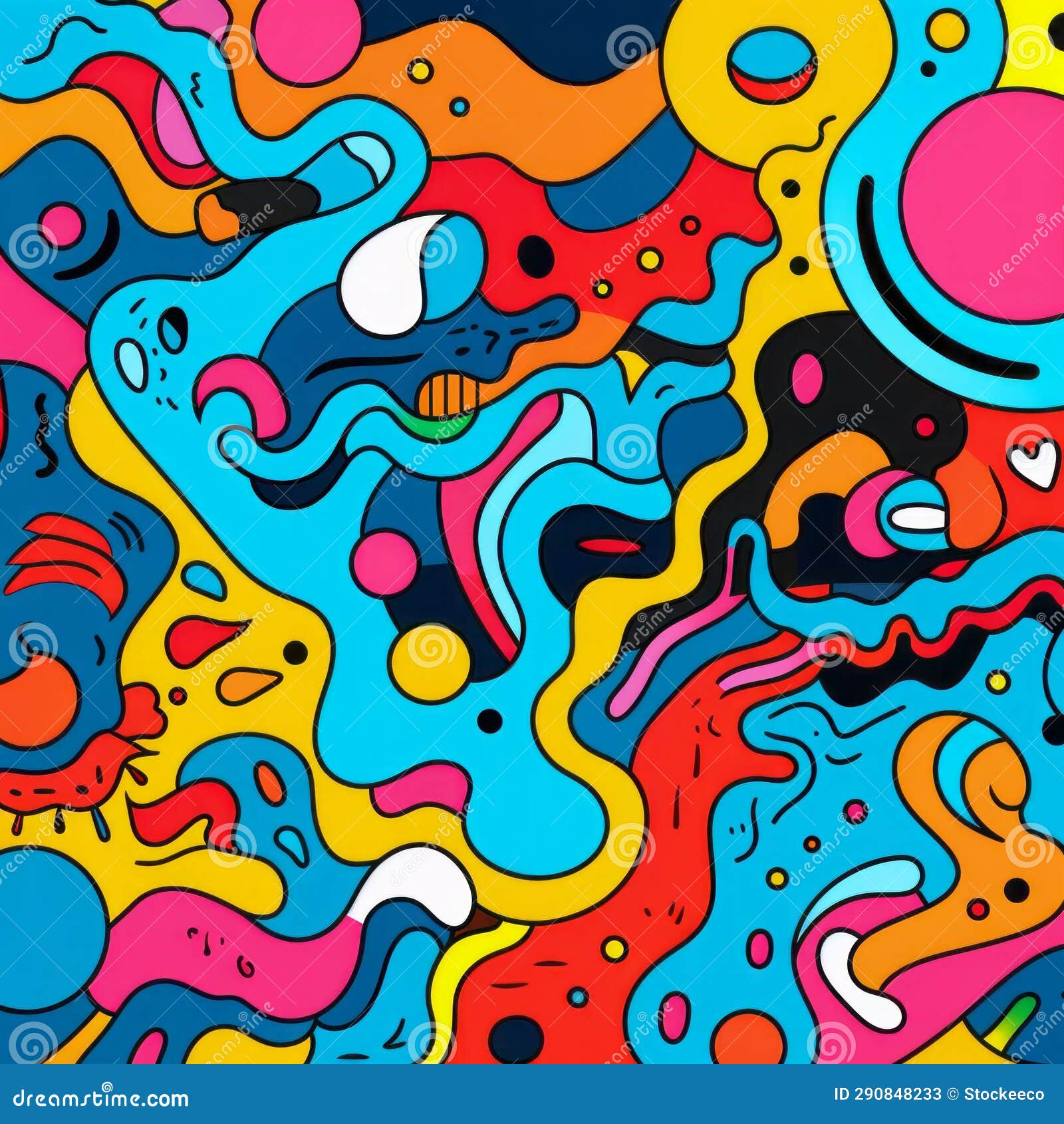 Colorful Cartoon Style Pattern for Vibrant Website Background Stock ...