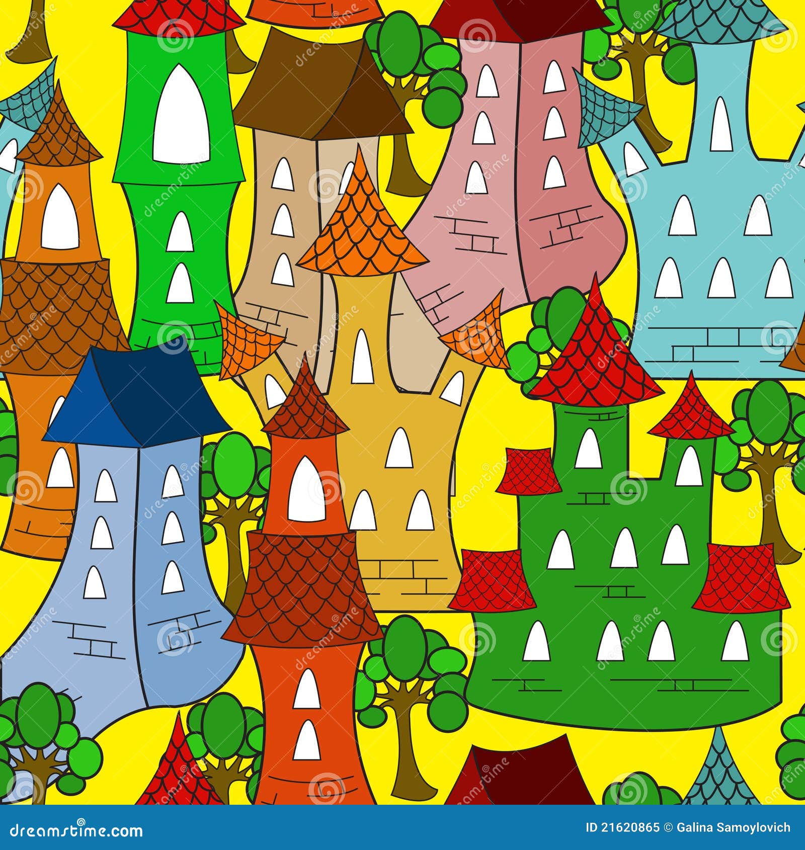 Colorful Cartoon town stock vector. Illustration of travel - 21620865