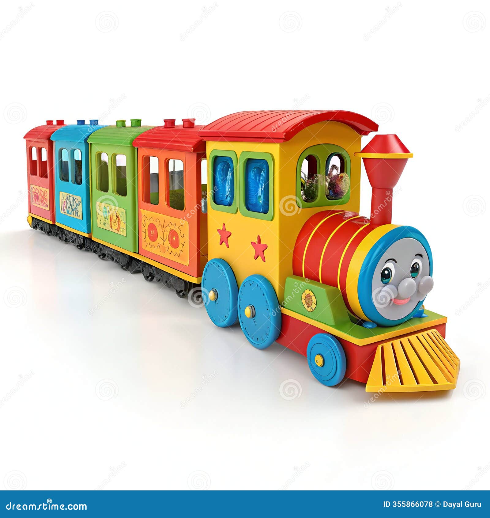 Colorful Cartoon Train Isolated on White Background Stock Illustration ...