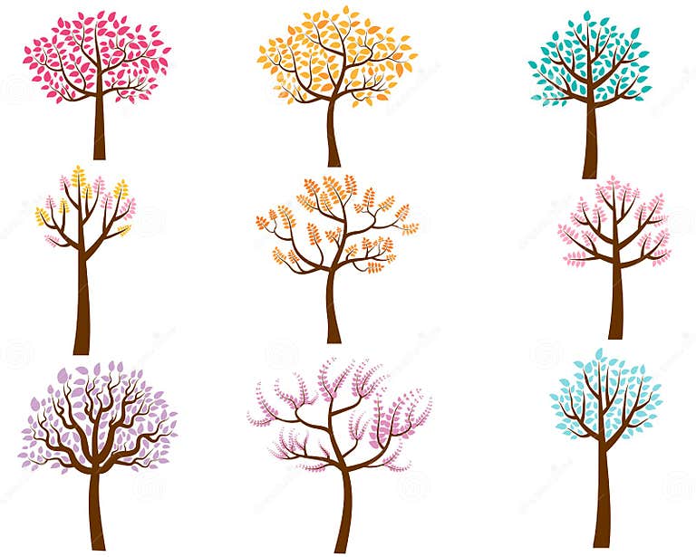 Colorful Cartoon Trees stock vector. Illustration of branches - 78318566