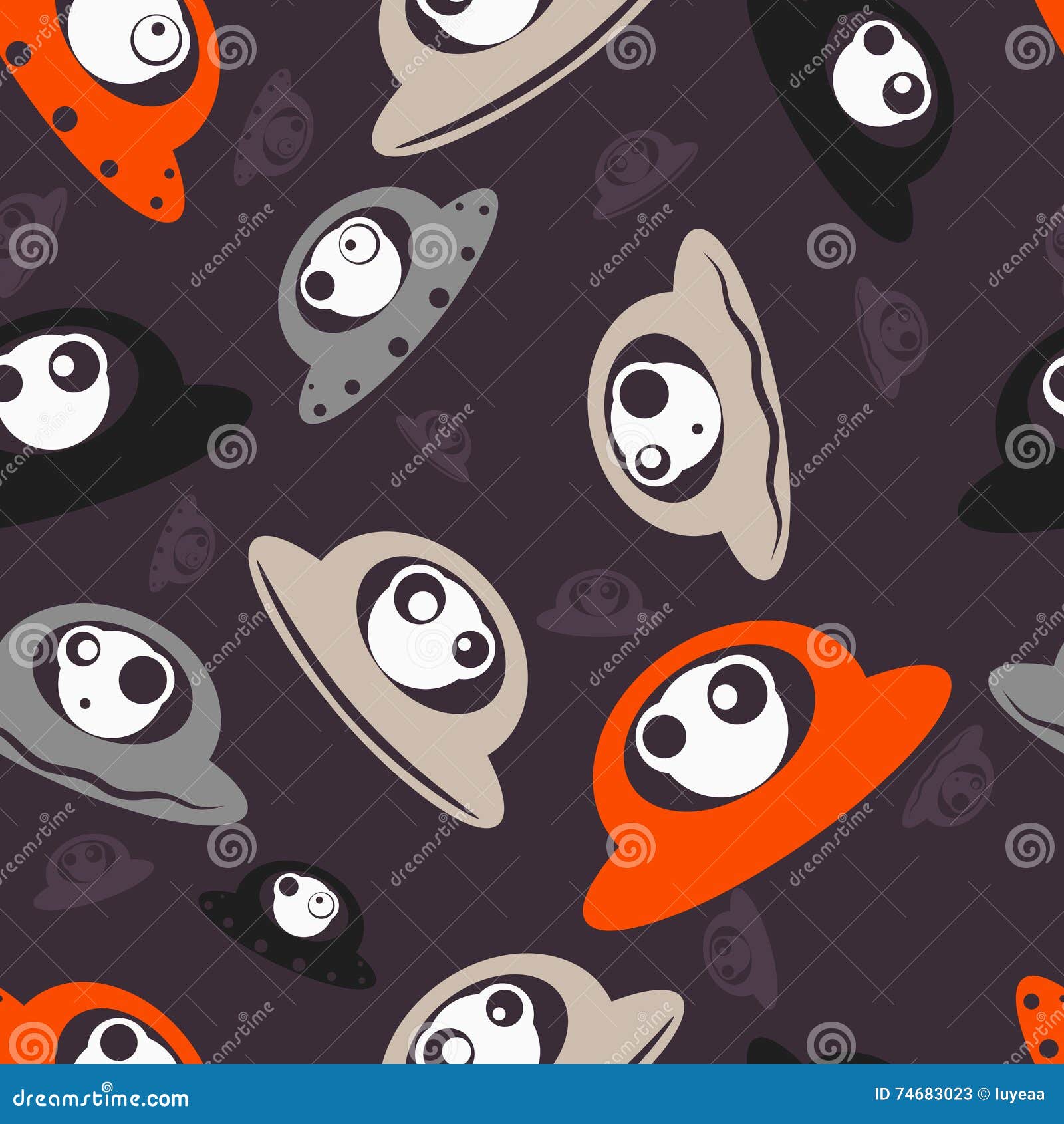 Colorful Cartoon UFO Seamless Pattern. Vector Stock Illustration ...
