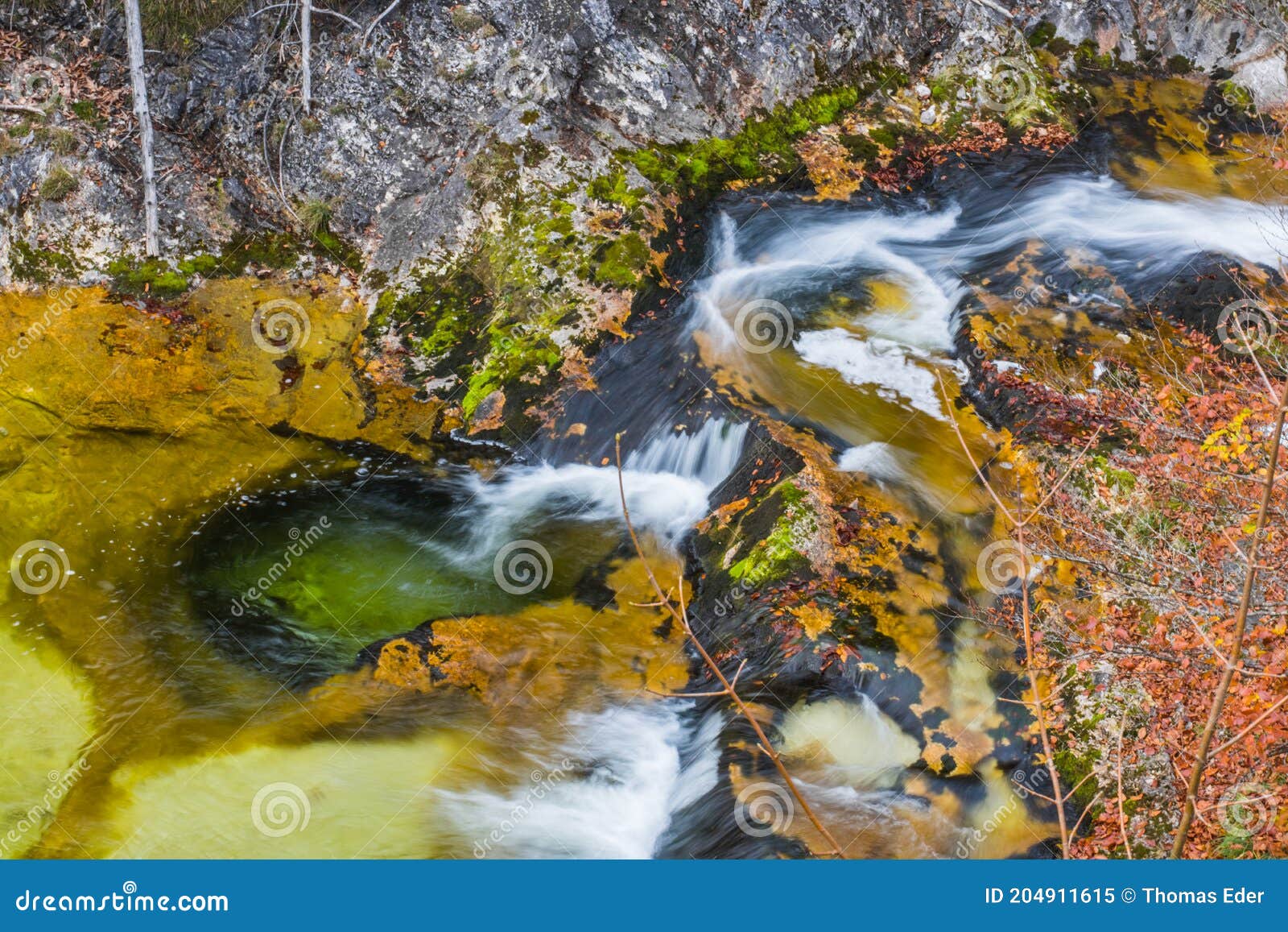 Colorful Cascades Waterfall with Basin in the Mountains Stock Image ...