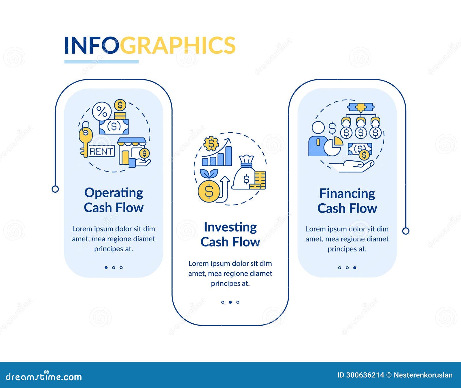 Colorful Cash Flow Layout with Creative Line Icons Stock Illustration ...