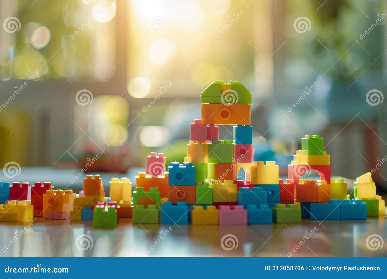 Colorful Castle Made of Blocks, Colorful Castle is Built with Blocks ...