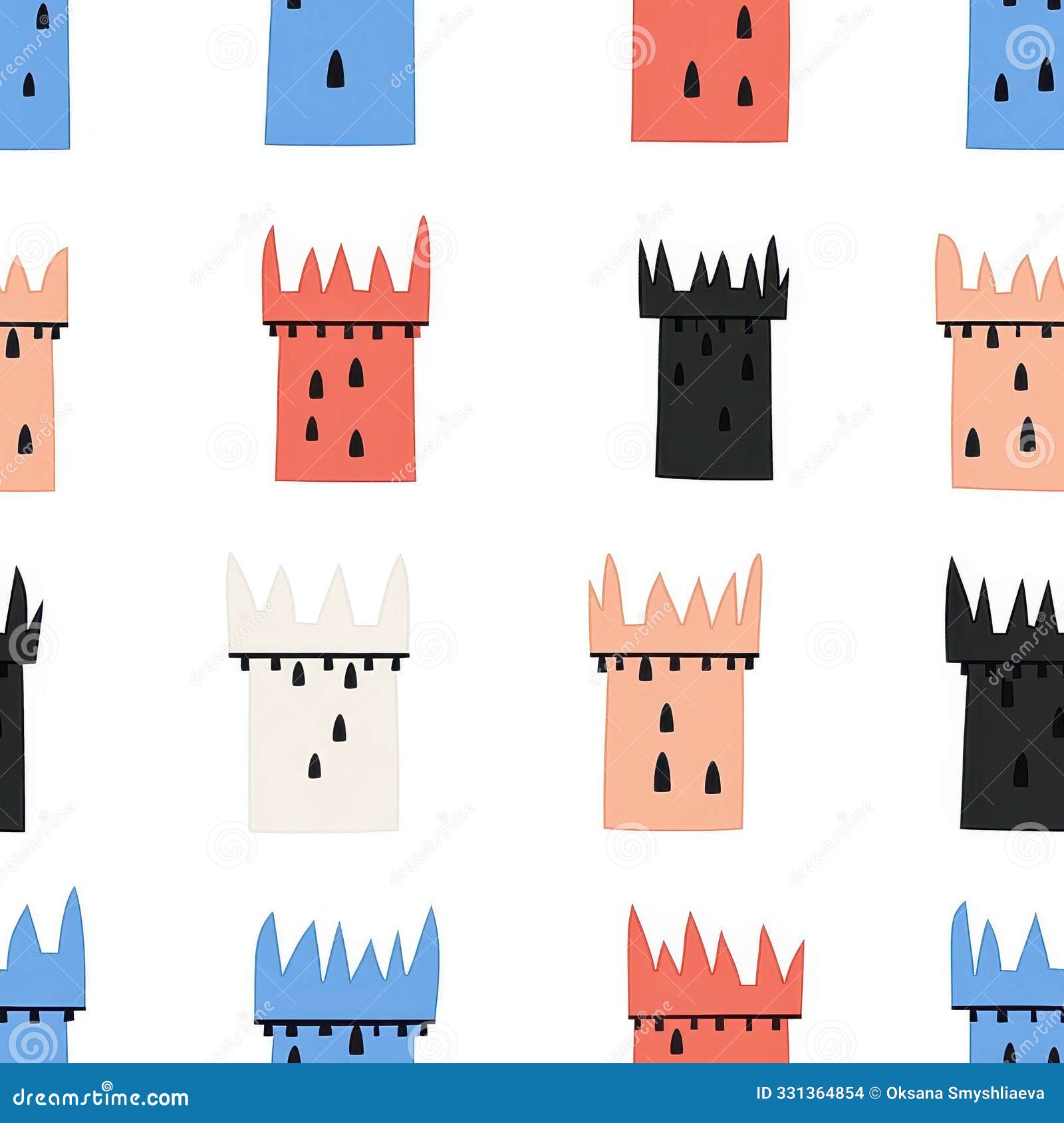 Colorful Castle Turrets Pattern Illustration for Kids Decoration Stock ...