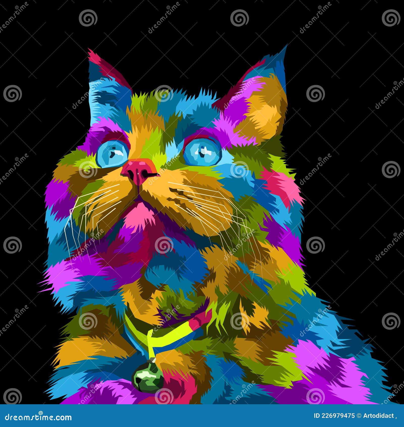 Colorful Cat Pop Art Portrait Isolated Premium Vector Stock Vector ...
