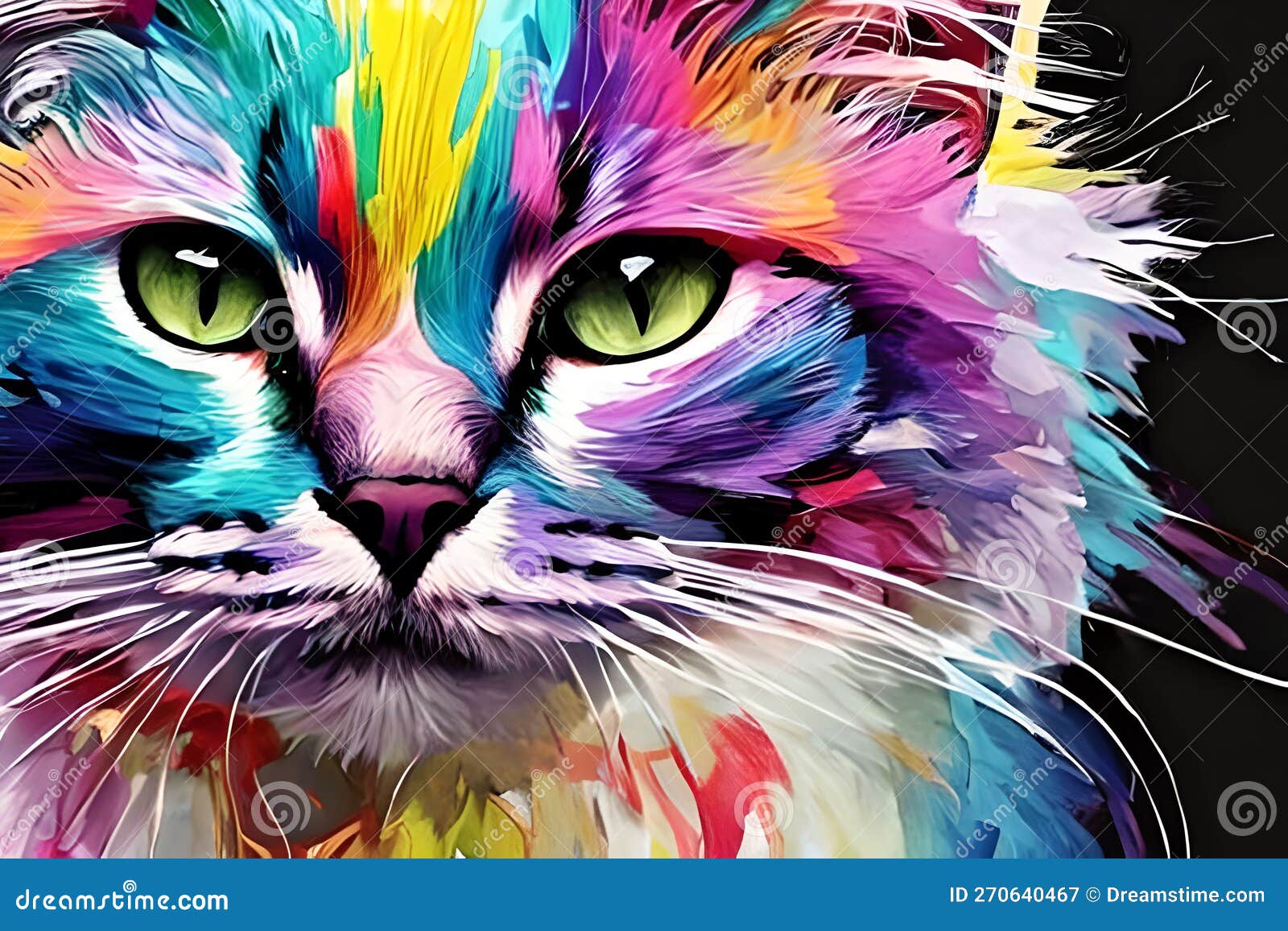 Colorful cat stock illustration. Illustration of hair - 270640467