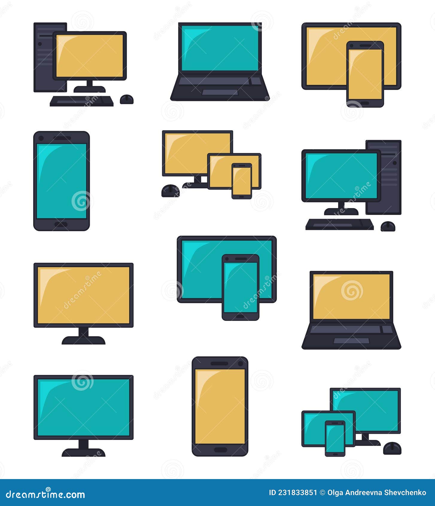 Colorful Catron Multi Platform Icon Element Collection Stock Vector ...