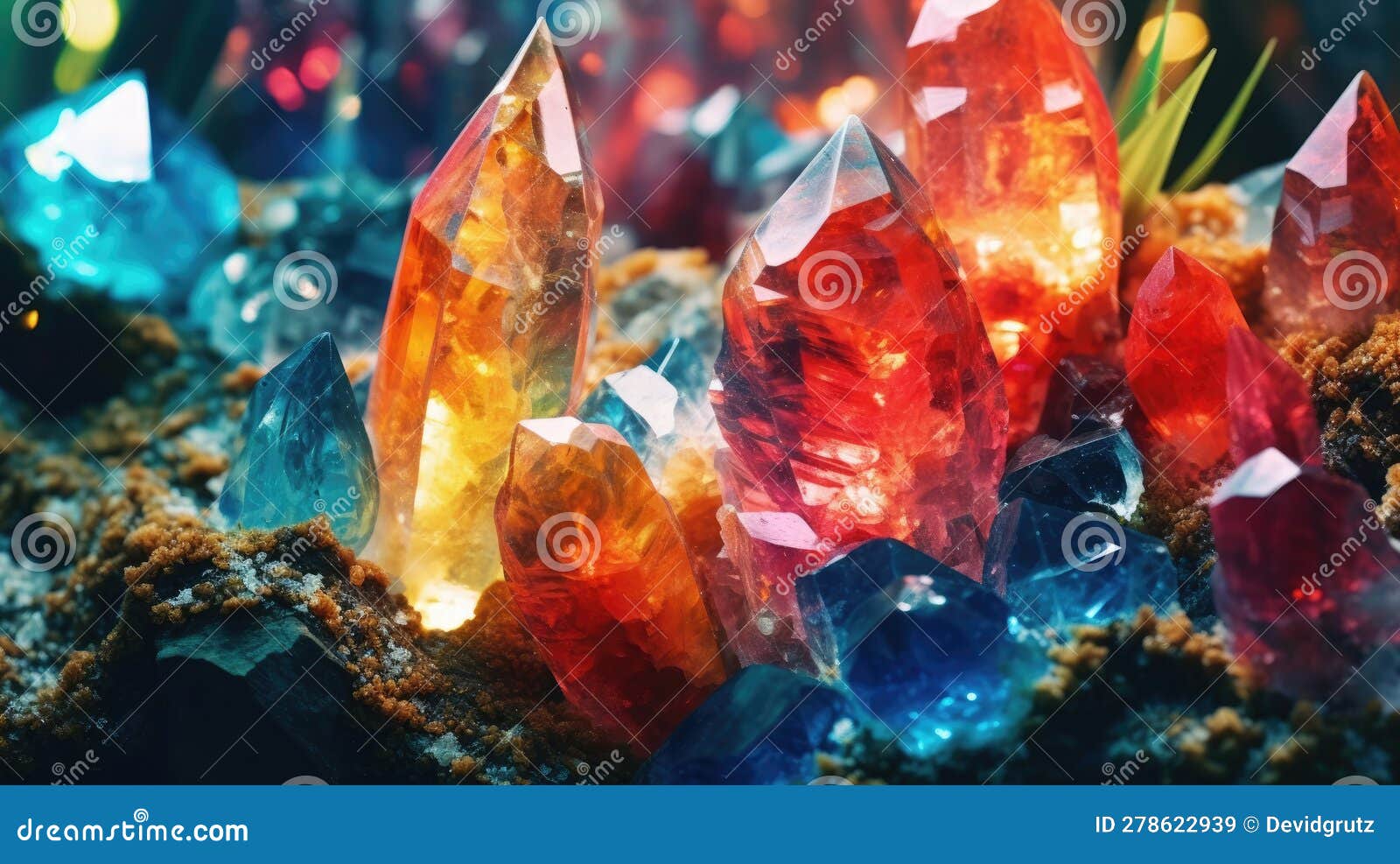 Colorful Cave Crystals Mystic Gemstone. Generative AI Stock Image ...