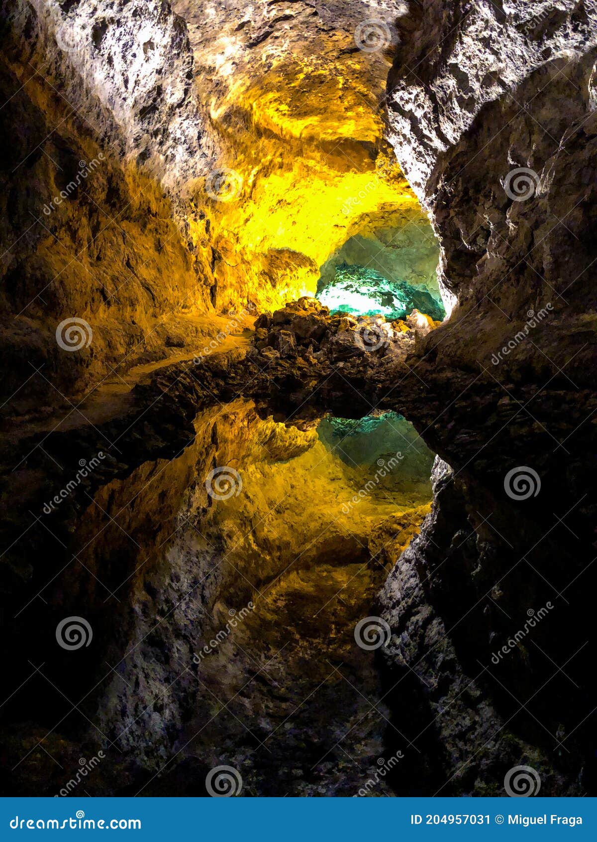 Colorful Cave Reflection in the Canary Islands Stock Image - Image of ...
