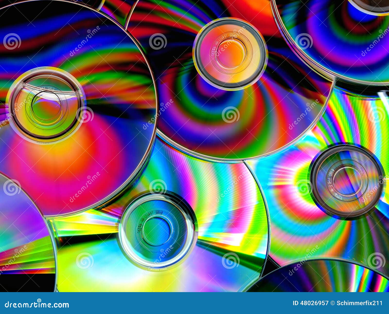 Colorful CDs stock image. Image of reflection, laying - 48026957