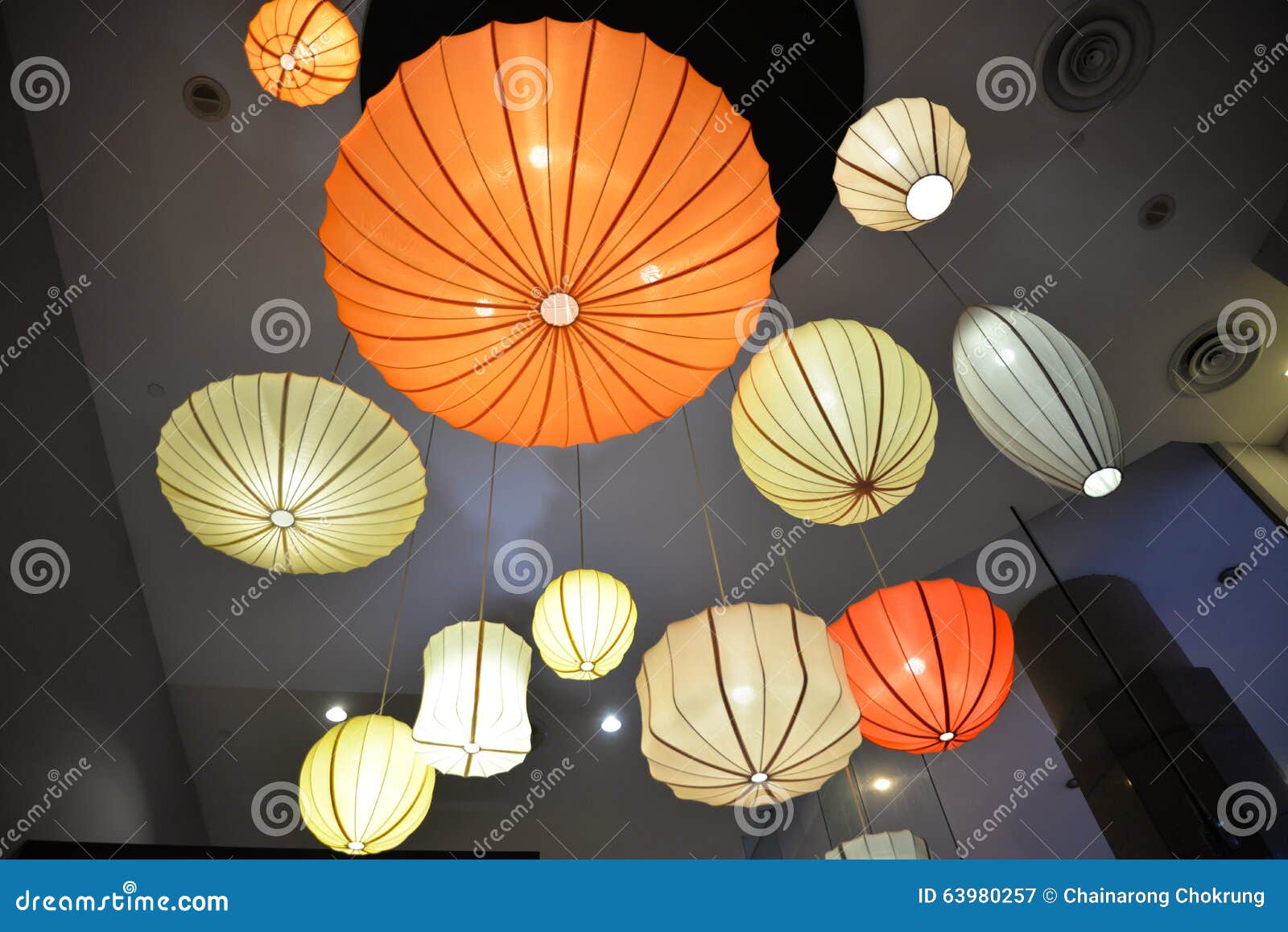 Colorful Ceiling Lights stock image. Image of light, lamps - 63980257