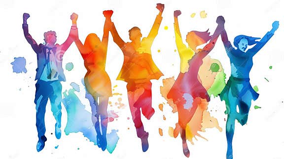 Colorful Celebration of Unity and Success Stock Illustration ...