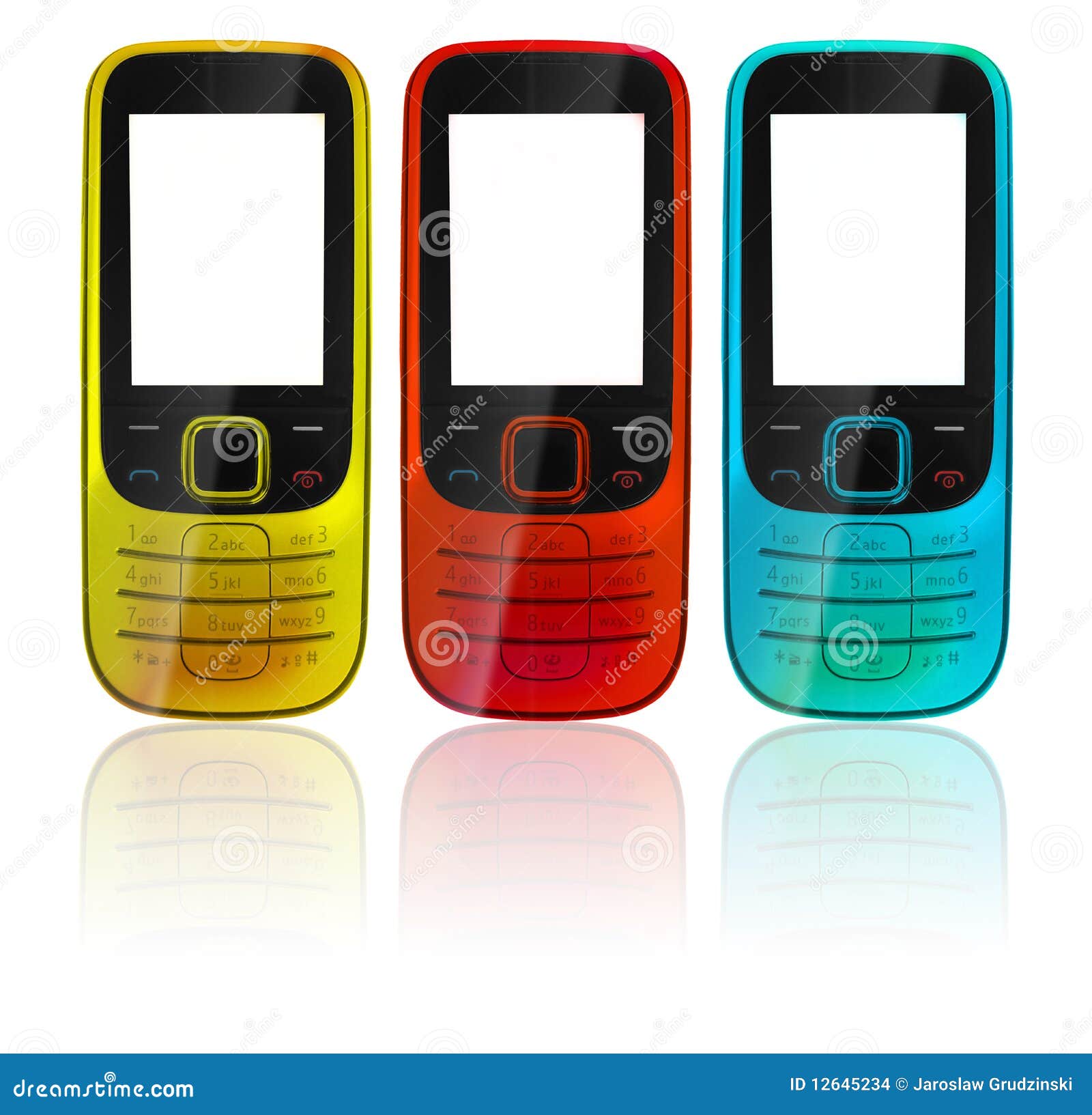 Colorful cell phones stock photo. Image of communication - 12645234