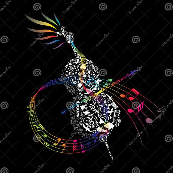 Colorful CELLO with Composed Music Elements Stock Vector - Illustration ...