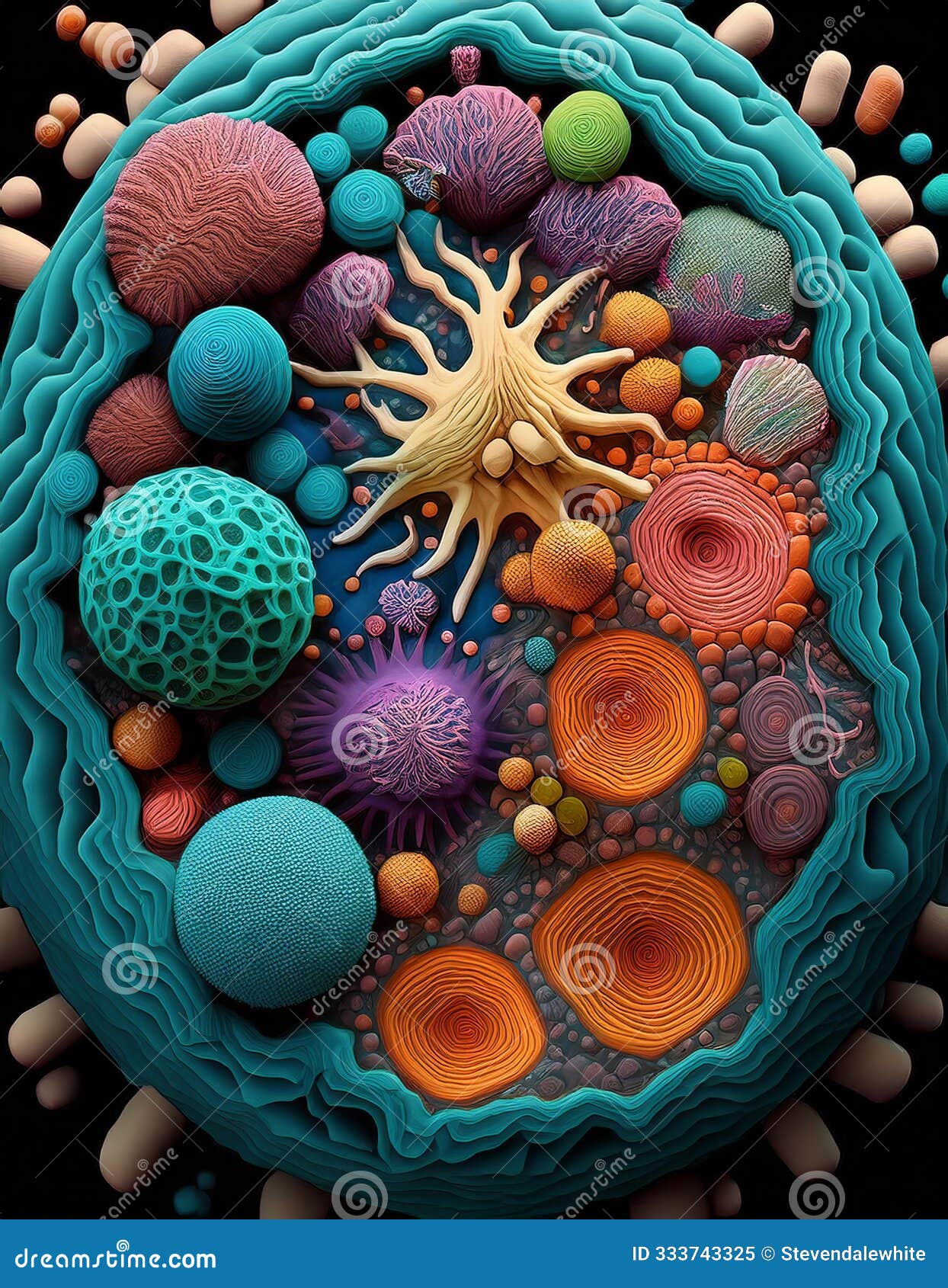 Colorful Cellular Structures within a Microscopic View of a Cell ...