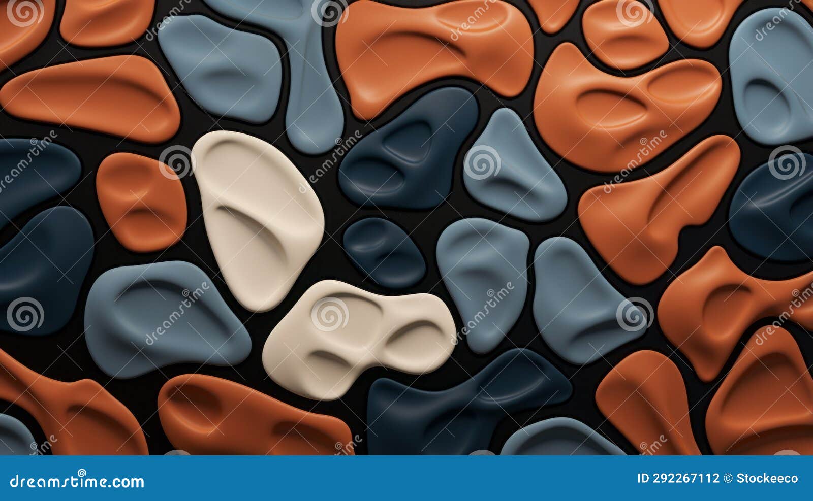 Colorful Ceramic 3d Background with Biomorphic Forms Stock Illustration ...