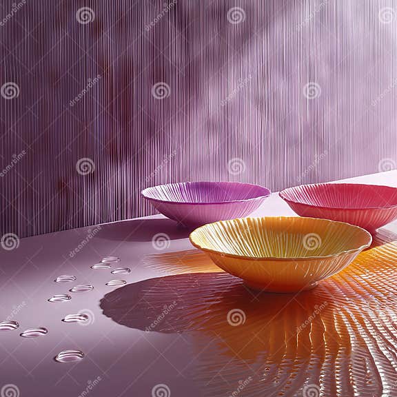 The Colorful Ceramic Dinnerware Set on the Countertop of a Kitchen ...