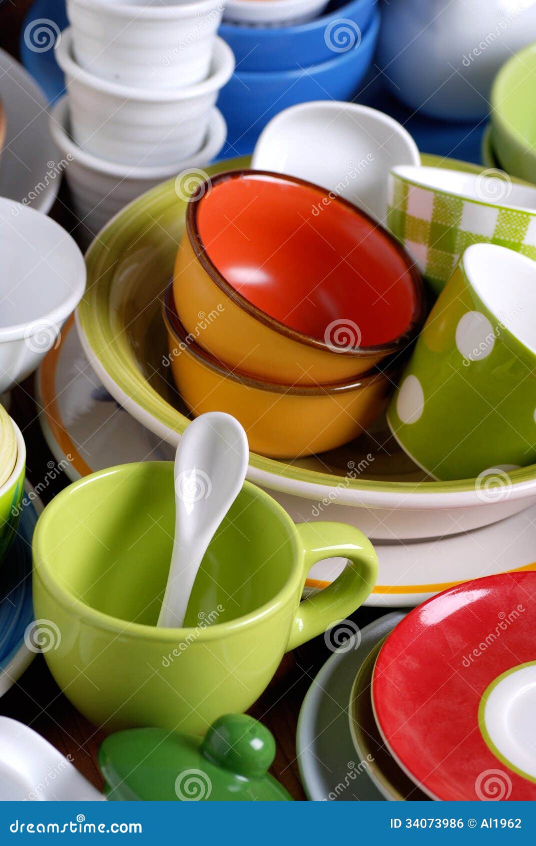 Colorful Ceramic Kitchen Utensils Stock Photo - Image of shiny, cooking ...