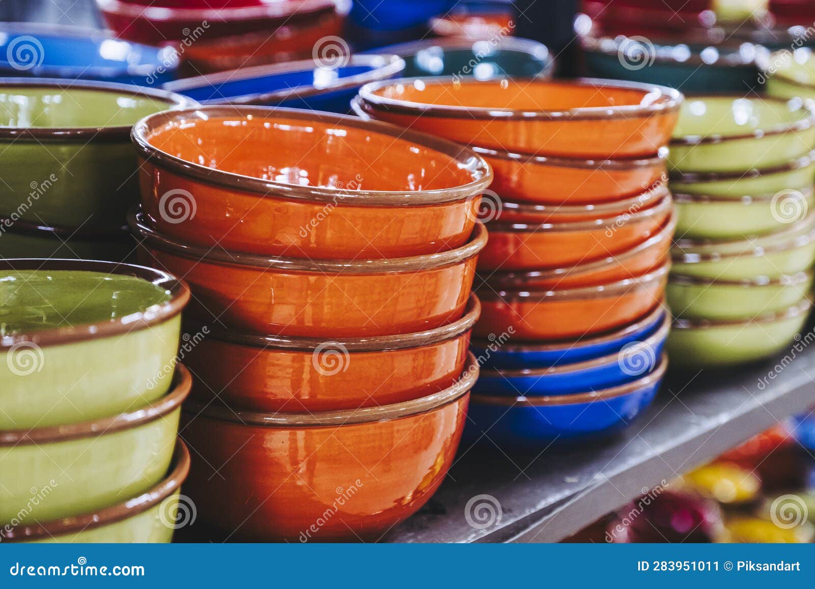 Colorful Ceramic Stacked Plates Stock Image - Image of container, plate ...