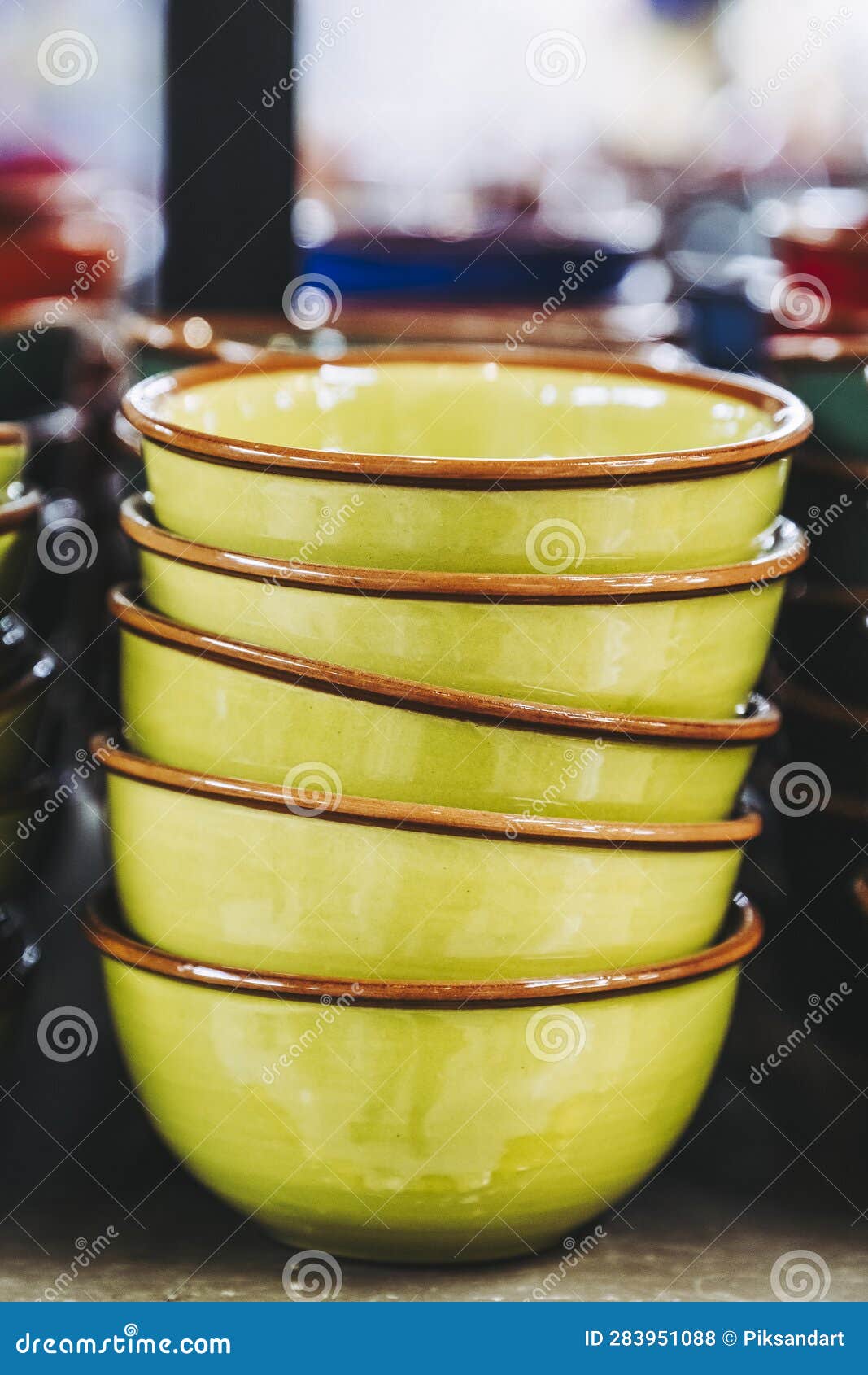 Colorful Ceramic Stacked Plates Stock Photo - Image of stacked, object ...