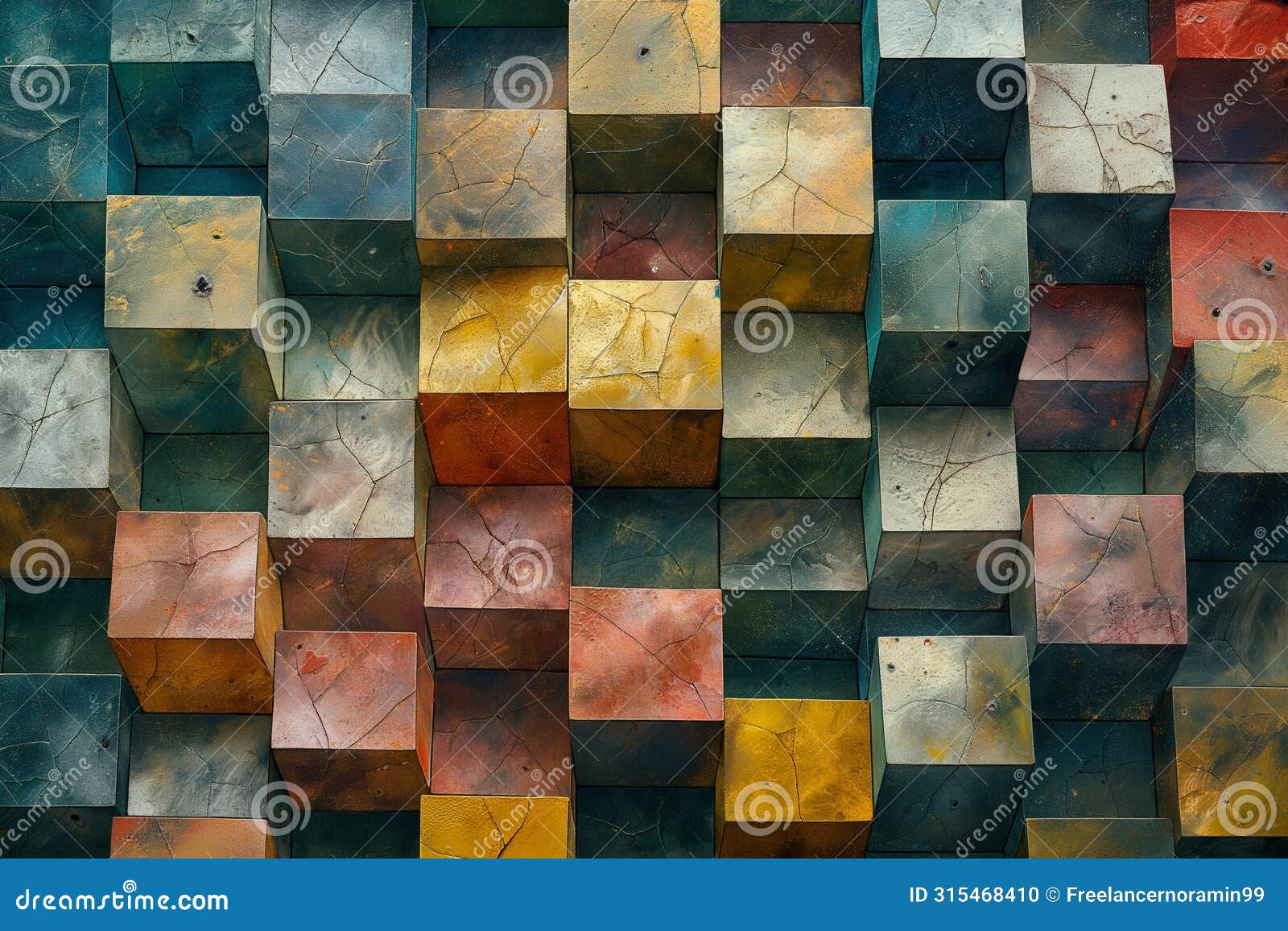 Colorful Ceramic Tile Wall Texture Background. Abstract Geometric Cube ...