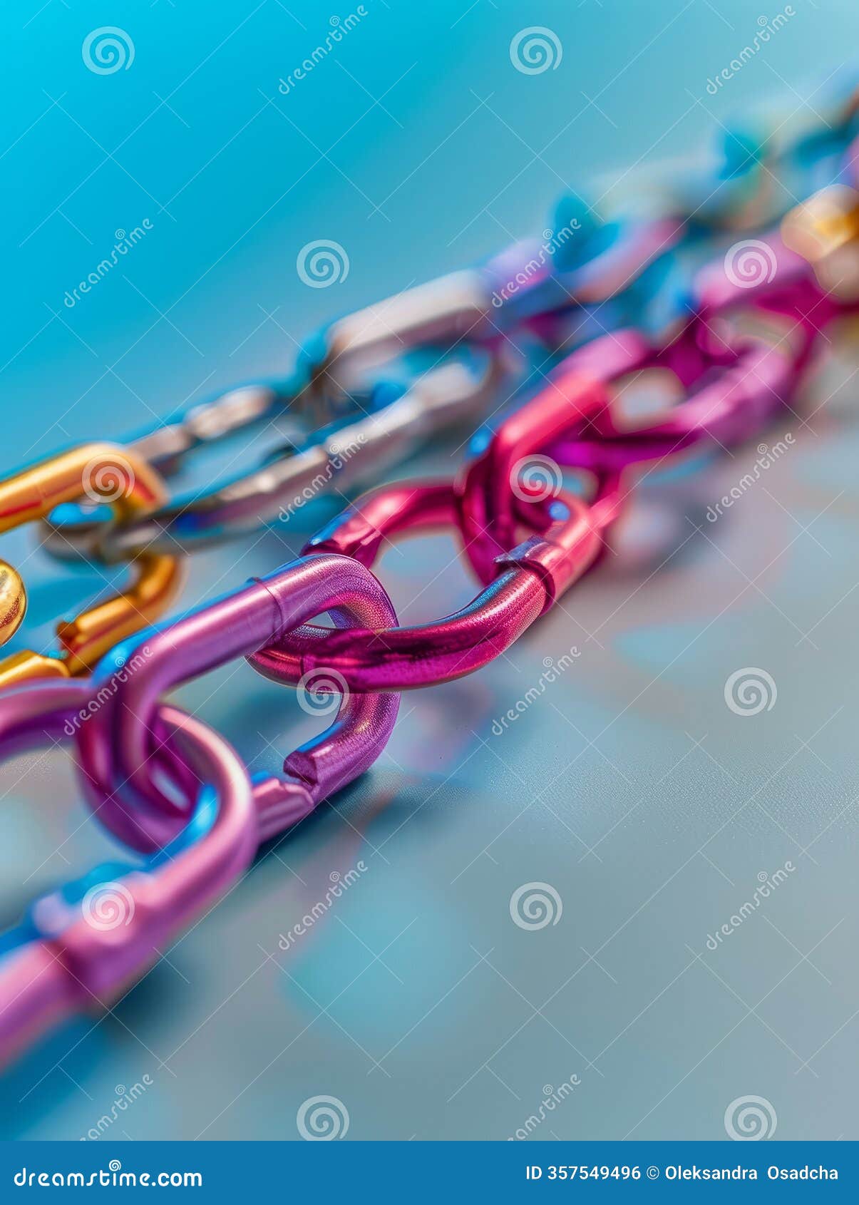 Colorful Chains Intertwined Against a Gradient Blue Background. Stock ...