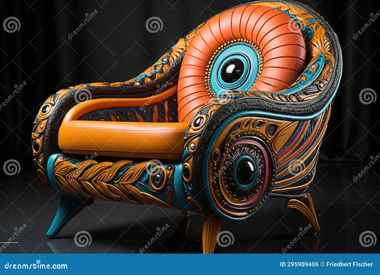 A Colorful Chair with an Eye on it Stock Illustration - Illustration of ...