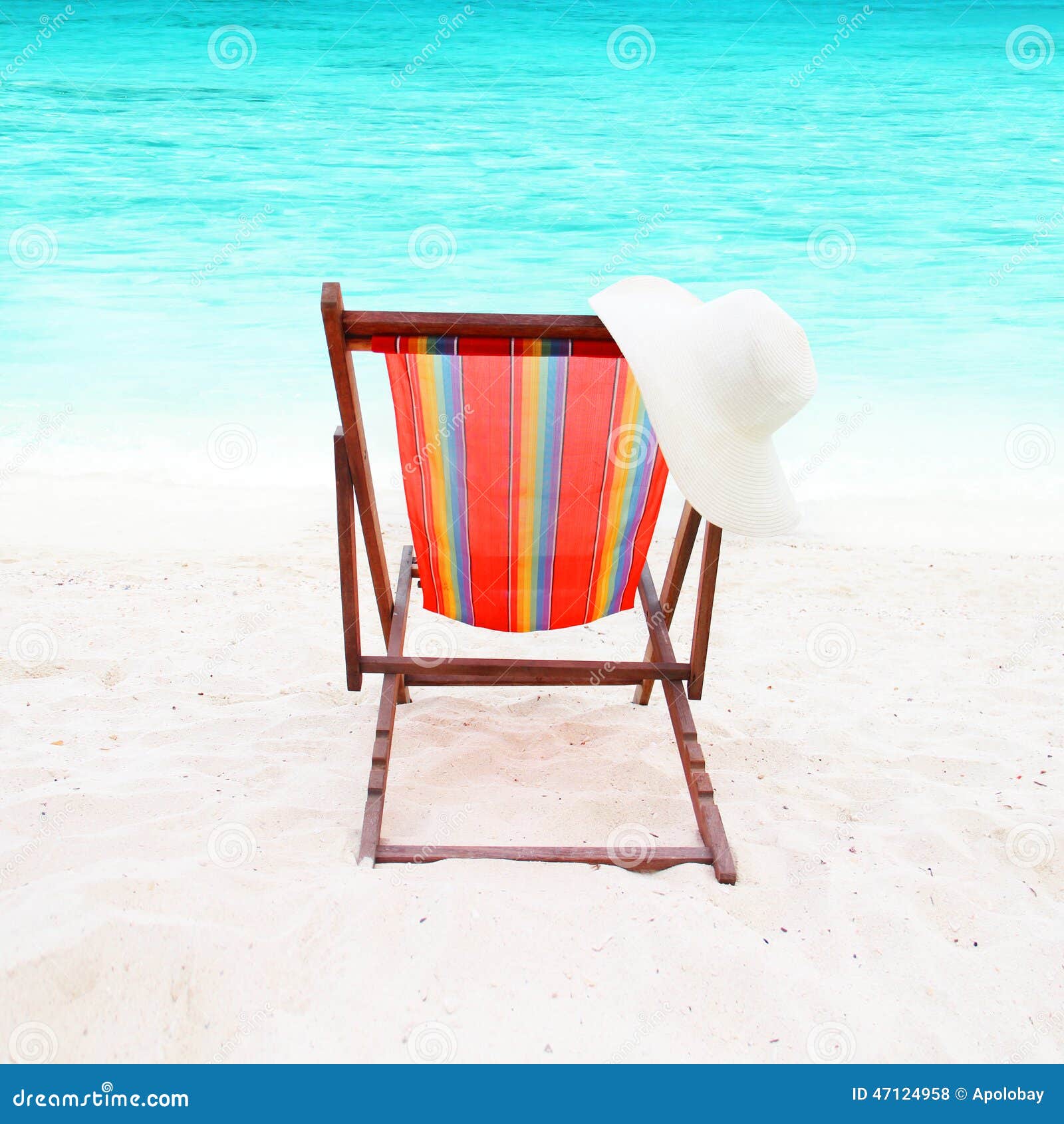 Colorful Chair on White Sand on a Beautiful Beach Stock Photo - Image ...