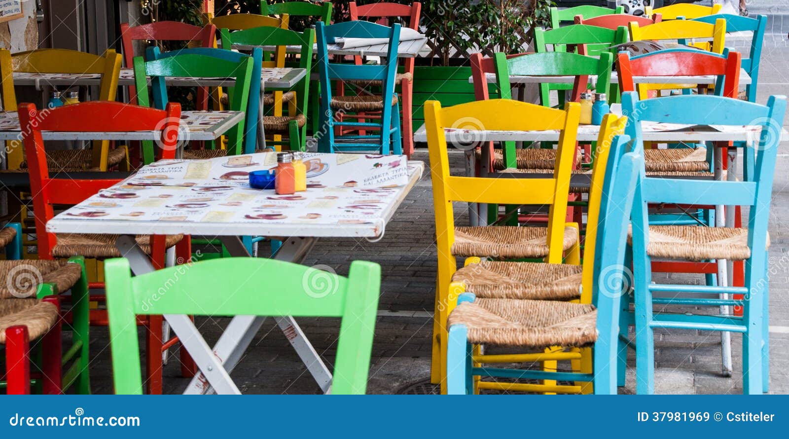 Colorful chairs stock image. Image of outdoors, table - 37981969
