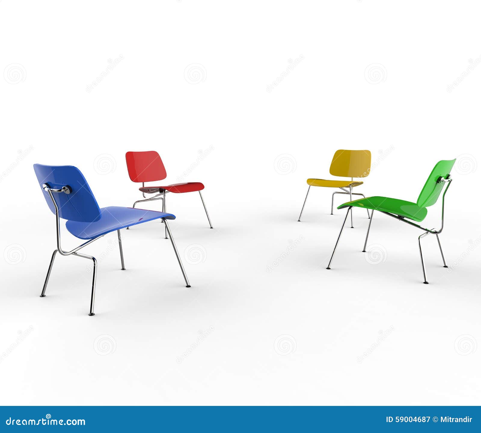 Colorful Chairs With Anatomical Office Wheels Cartoon Vector ...