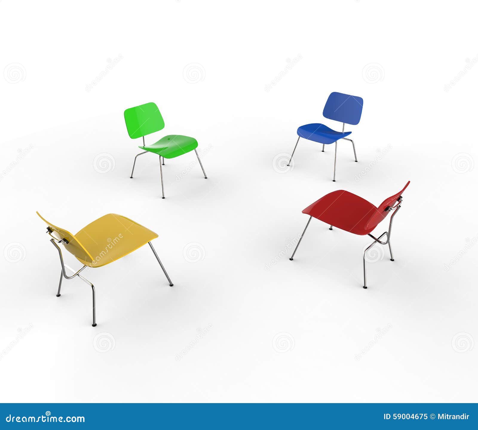 Colorful Chairs With Anatomical Office Wheels Cartoon Vector ...