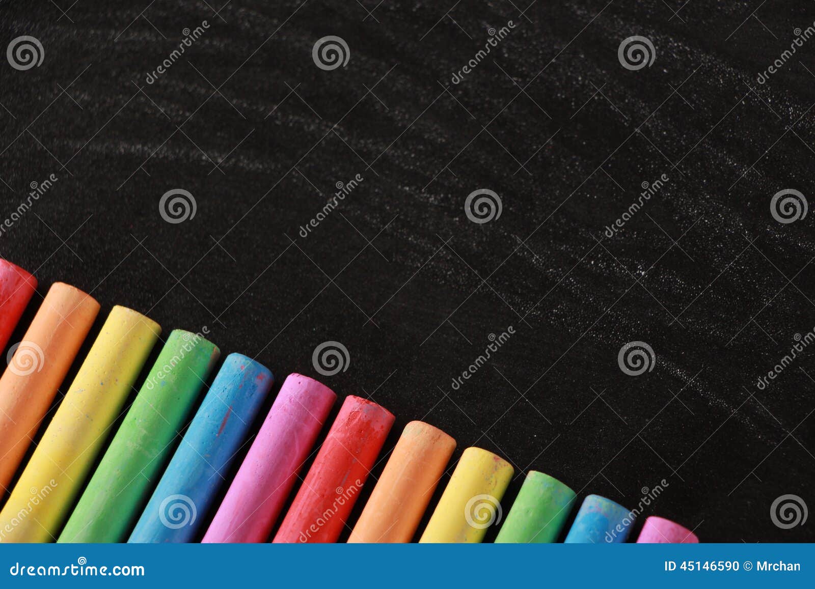 Colorful Chalk and Blackboard Stock Photo - Image of education, close ...